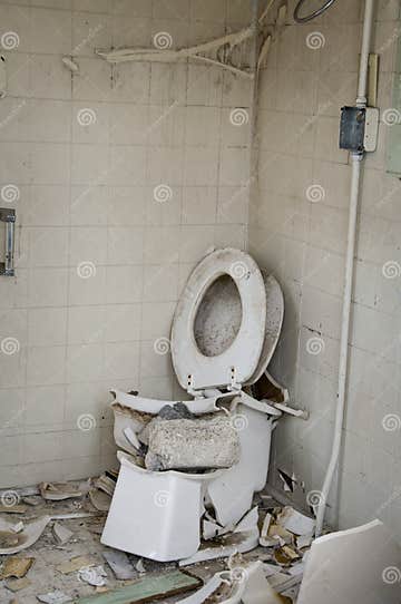 Shattered Toilet stock photo. Image of decay, architecture - 21192686