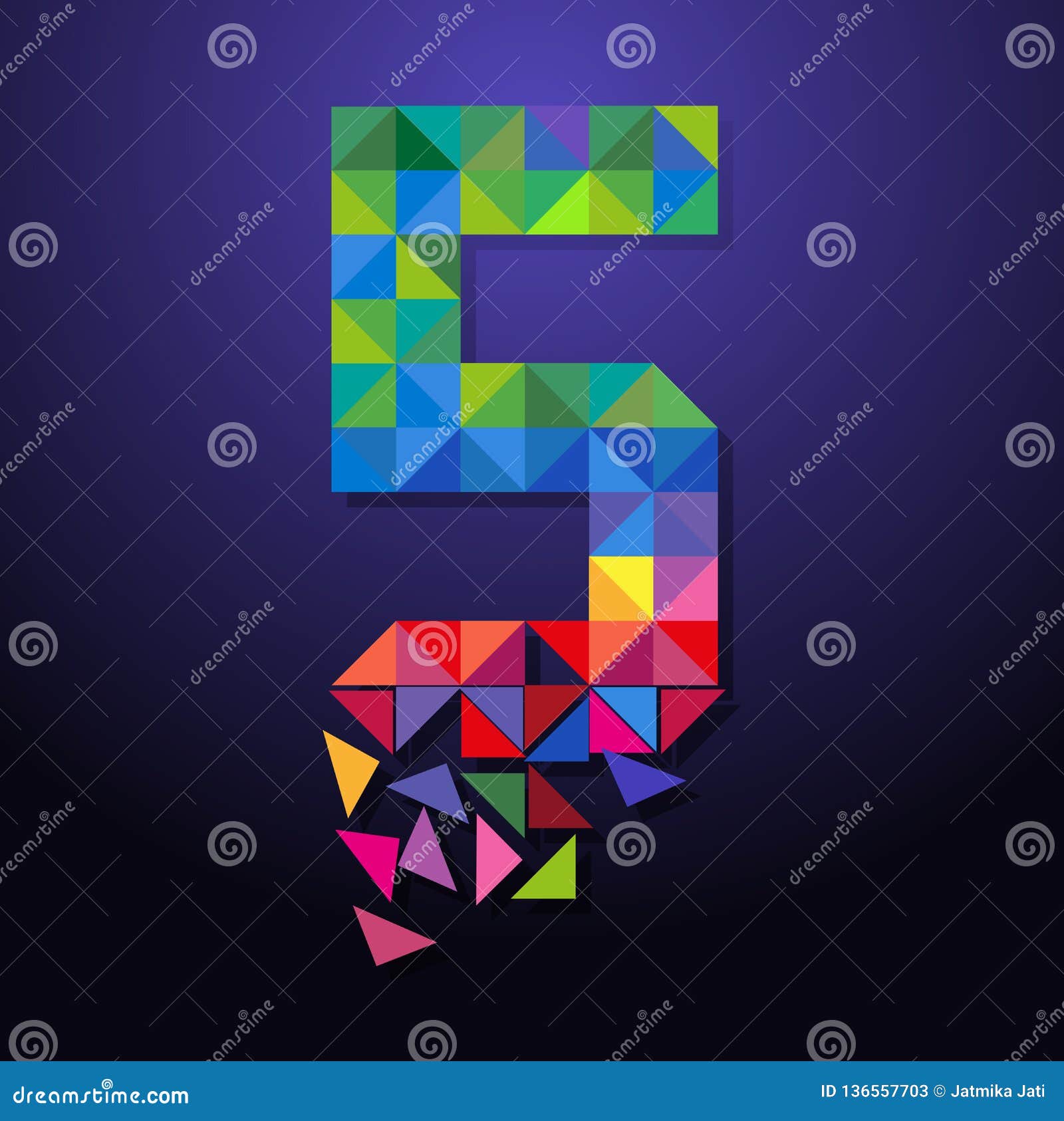 Shattered Triangle Number Five Stock Vector - Illustration of party ...