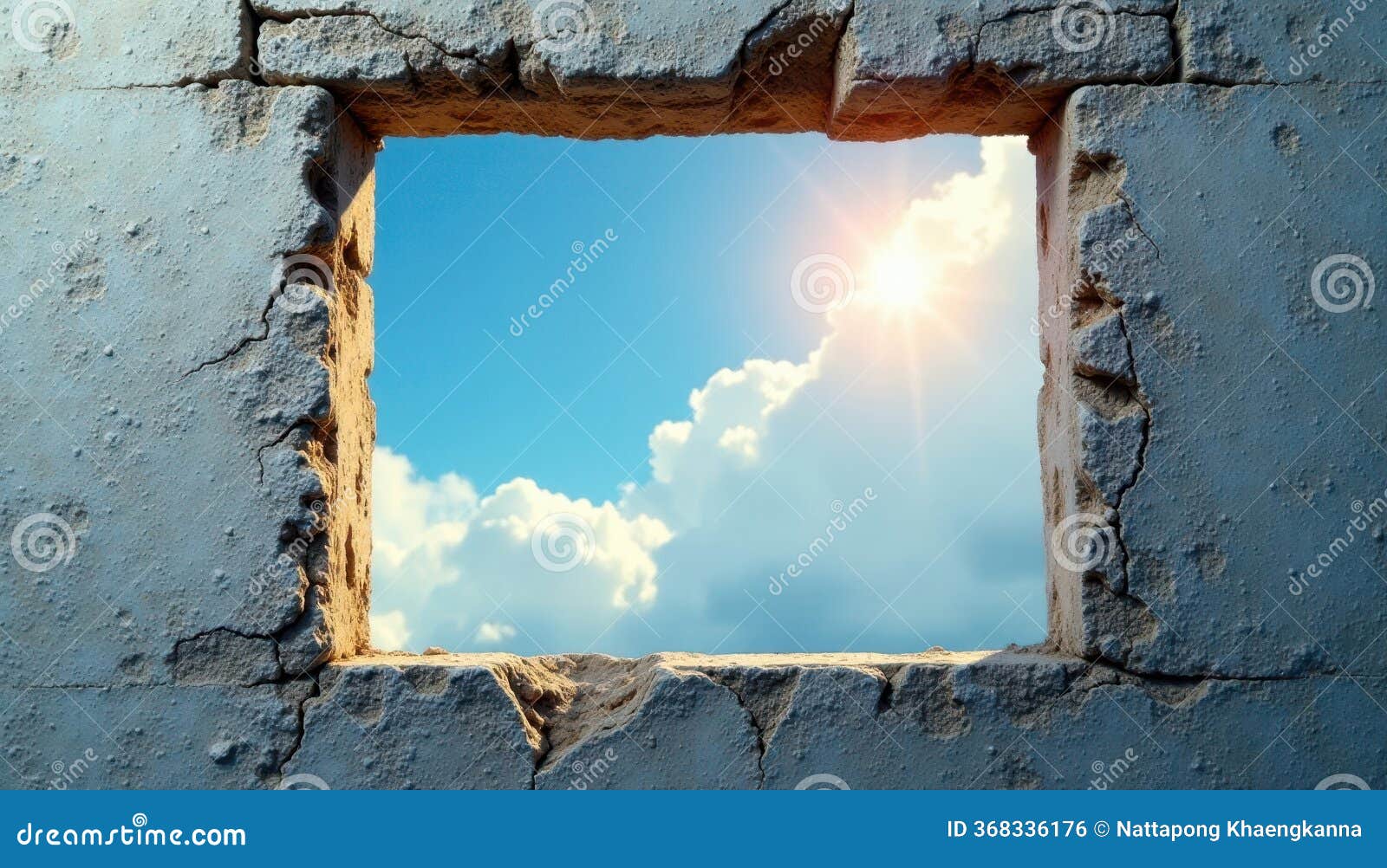 Shattered Window Frame, Concrete Block Wall, Daylight , Concrete Block ...