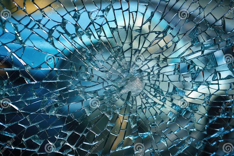 Shattered Windshield with Spiderweb-like Cracks, Abstract Pattern Stock ...