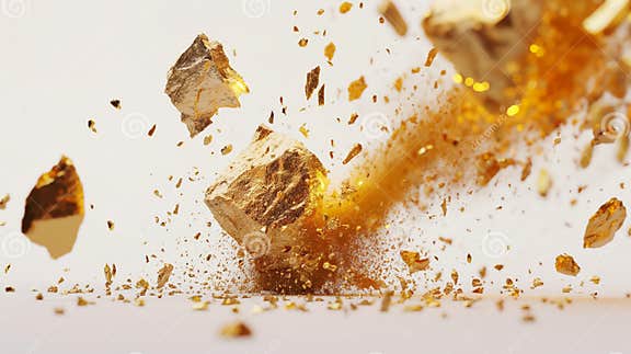 Shattering Gold Nugget Explosion Stock Photo - Image of wealth ...