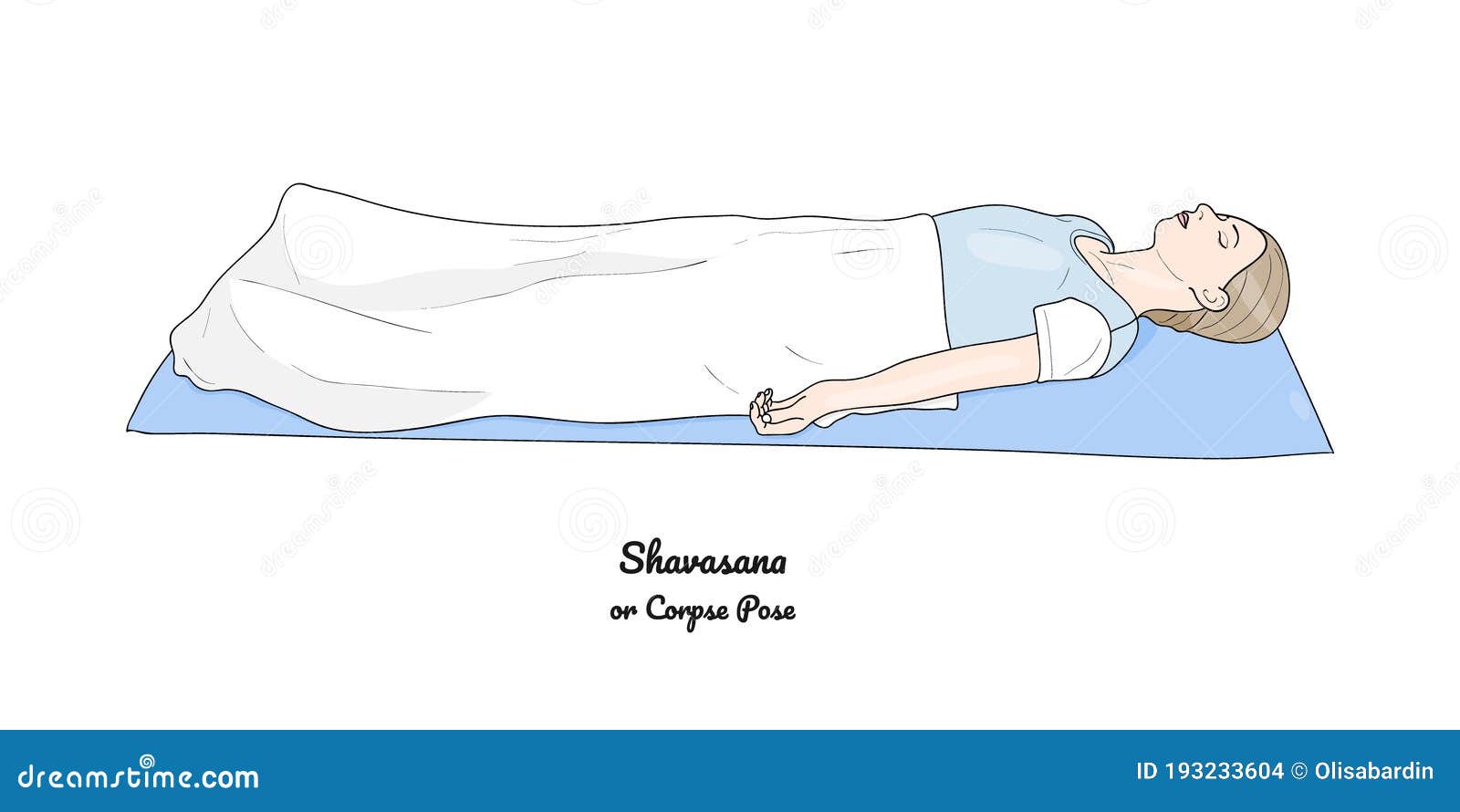 Shavasana Or Corpse Pose With A Blanket. Yoga Practice. Vector ...