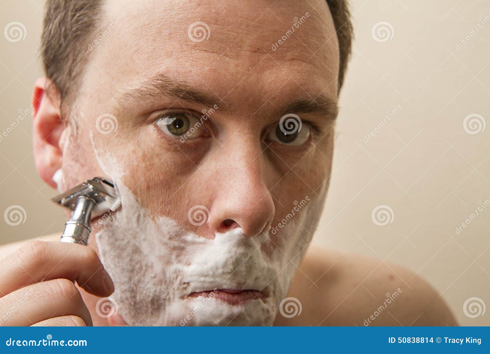 Shave the face stock photo. Image of hand, close, beard - 50838814