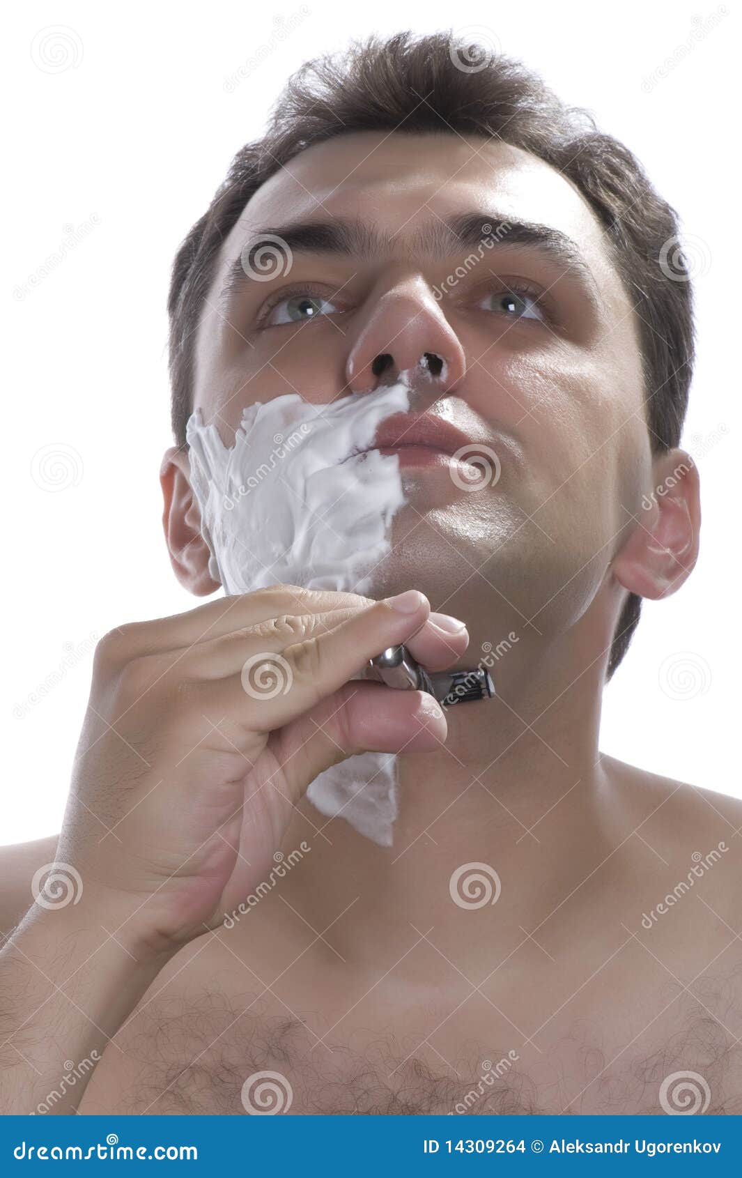 Shave Men Isolated on White Background Stock Photo - Image of adult ...