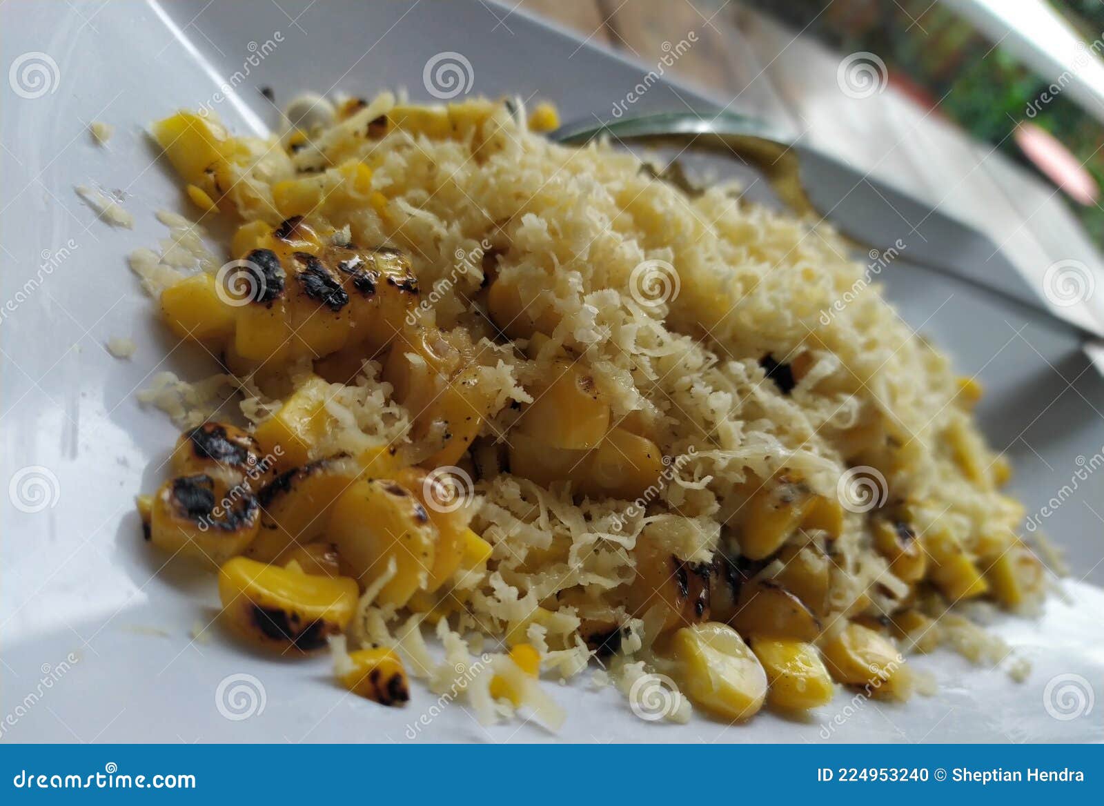 Shaved Corn with Milk and Cheese Stock Photo - Image of corn, milk ...