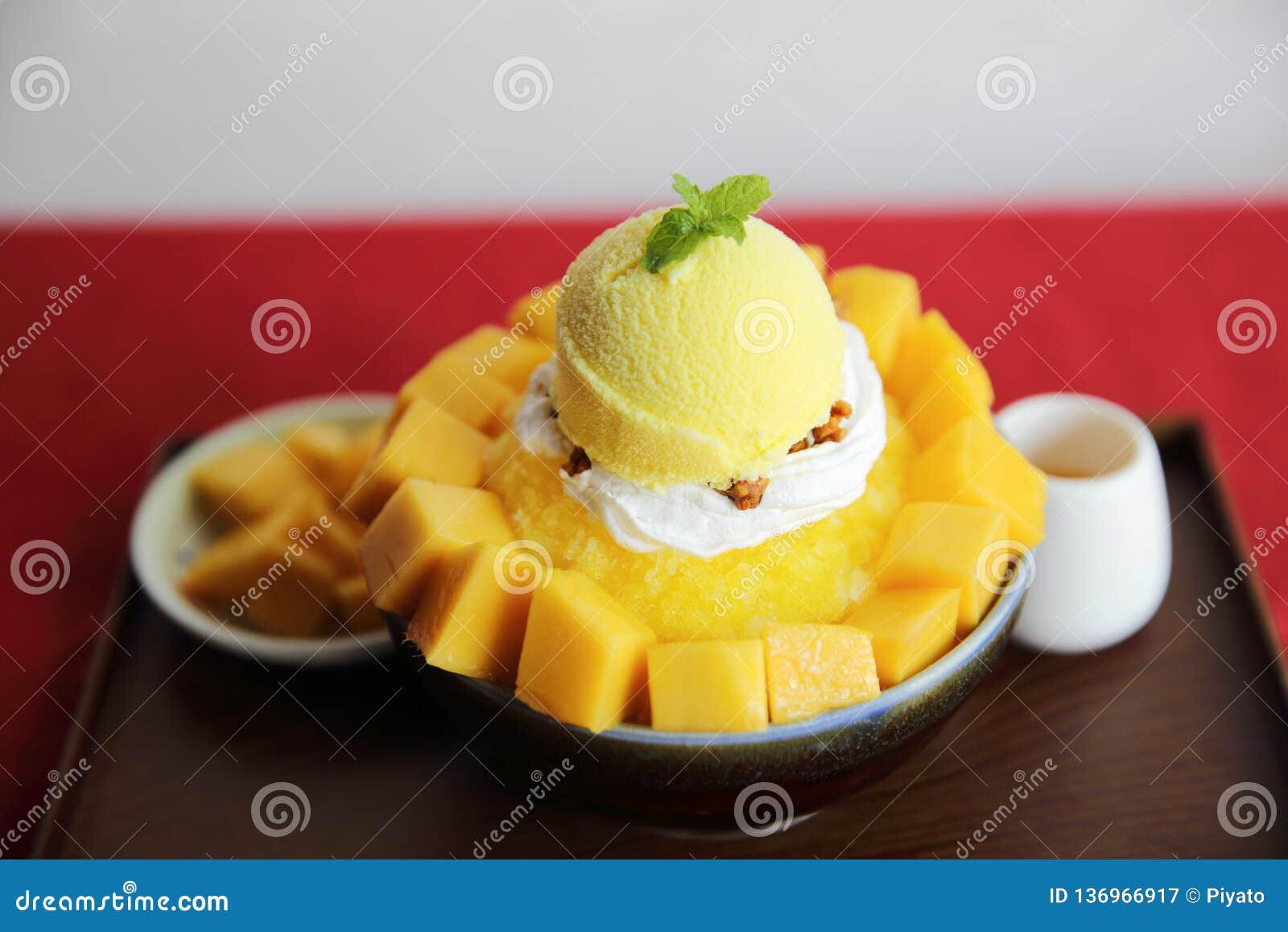 Shaved Ice Dessert with Fresh Mango Stock Image - Image of sherbet ...