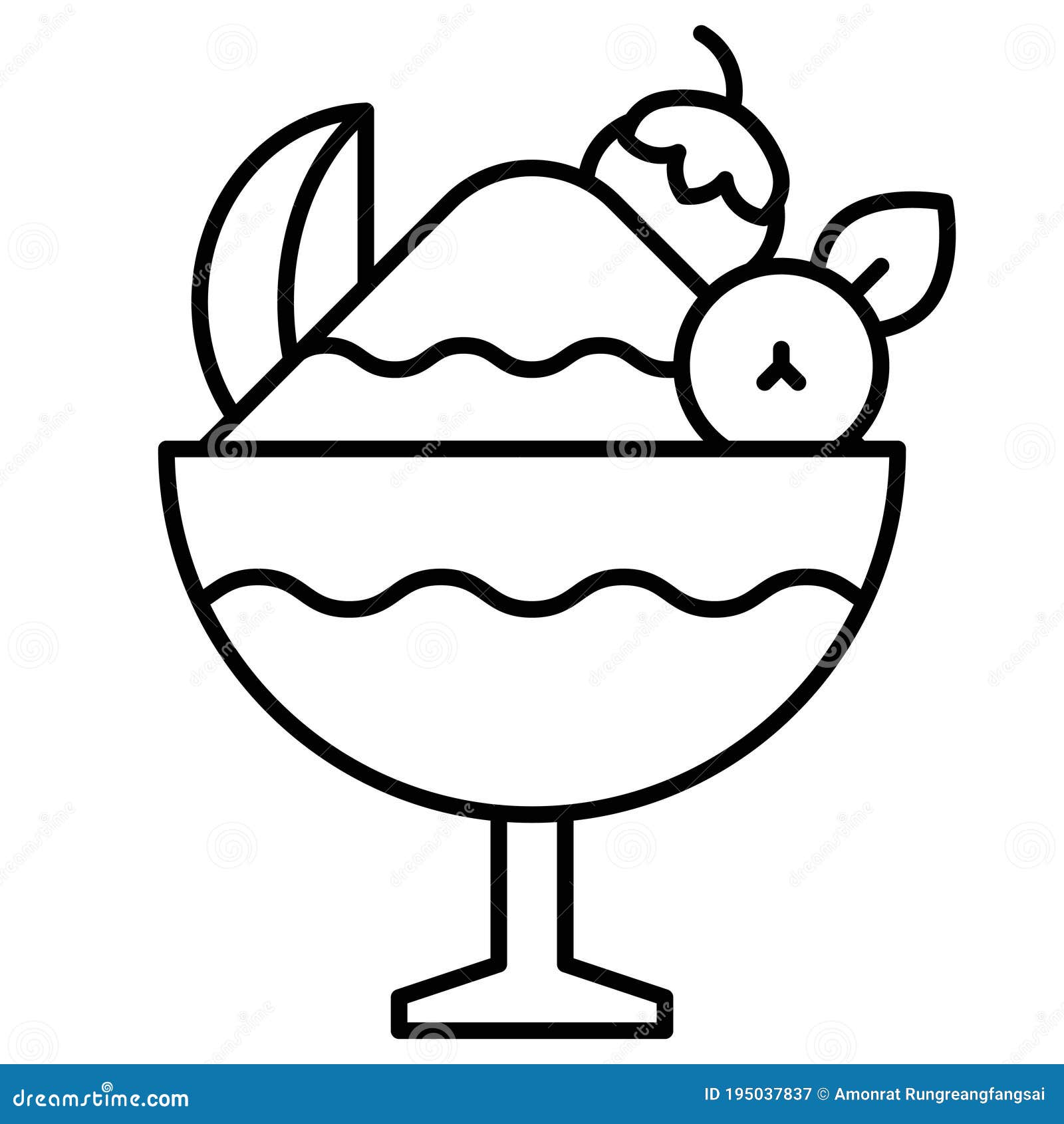 Shaved Ice Vector Icon Isolated On White Background. Outline, Thin Line ...