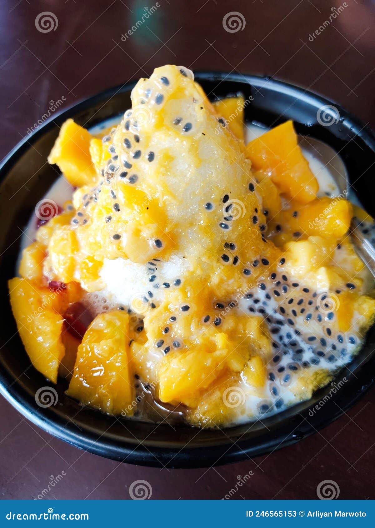 Shaved Ice with Mango and Basil Seeds Stock Image - Image of fruit ...