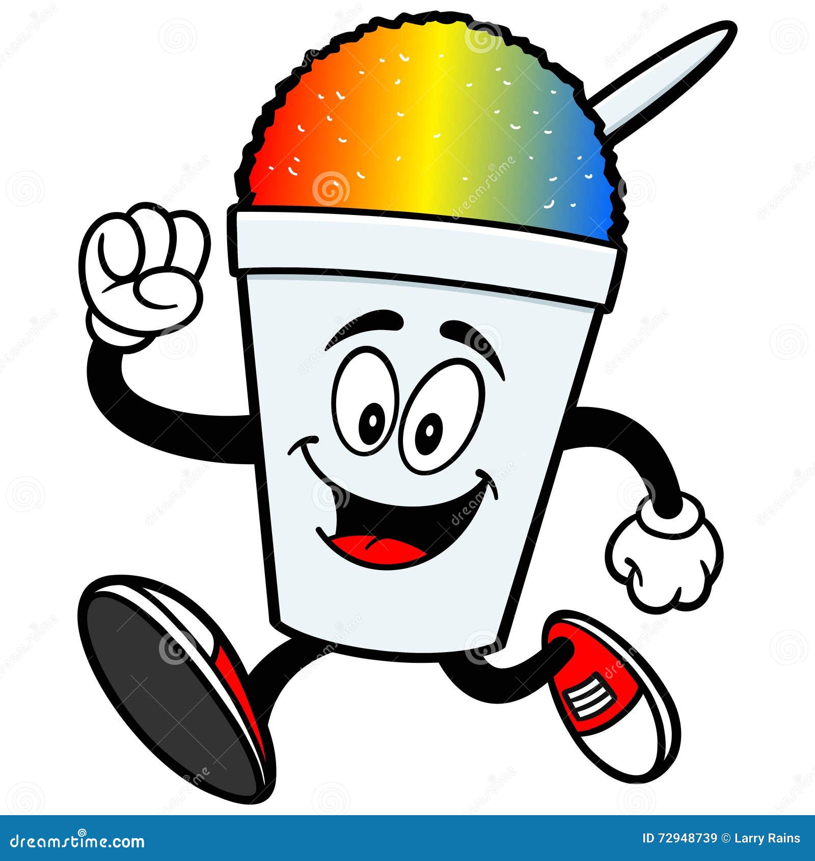 Cartoon Shaved Ice In Cup With Spoon Vector Illustration ...