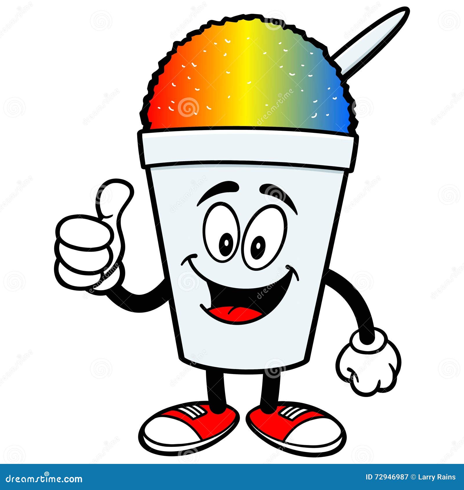 Cartoon Shaved Ice In Cup With Spoon Vector Illustration ...