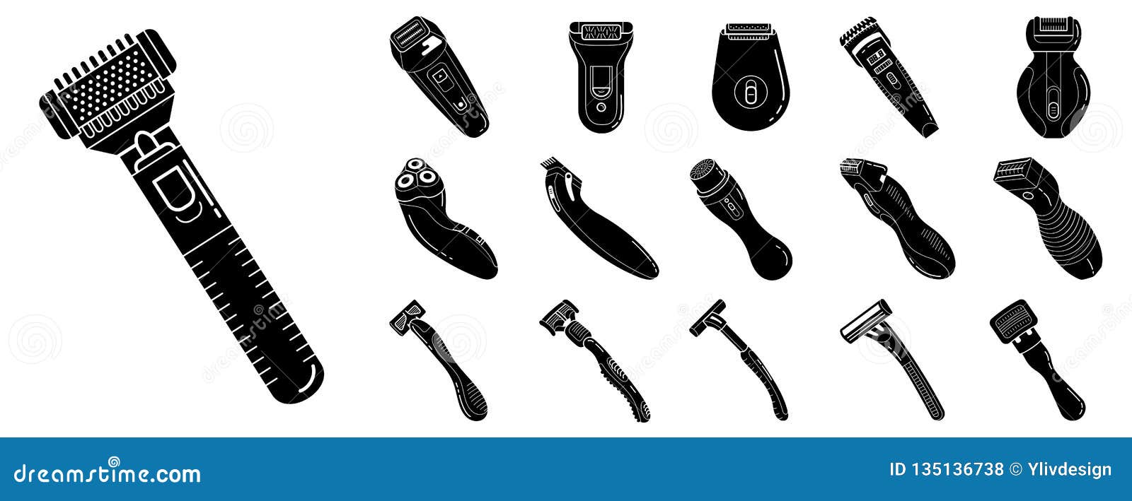 Shaver Icon Set, Simple Style Stock Vector - Illustration of clean ...