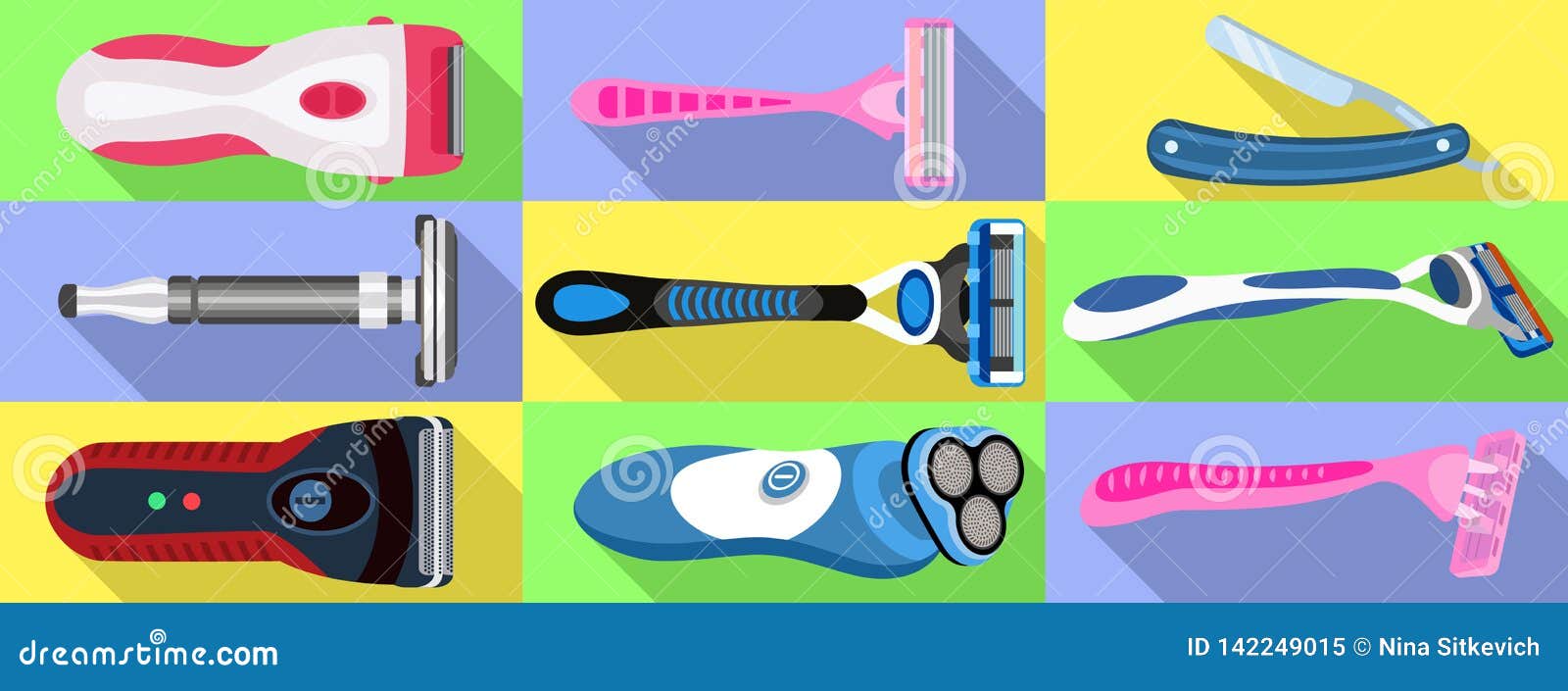 Shaver Icons Set, Flat Style Stock Vector - Illustration of beard ...