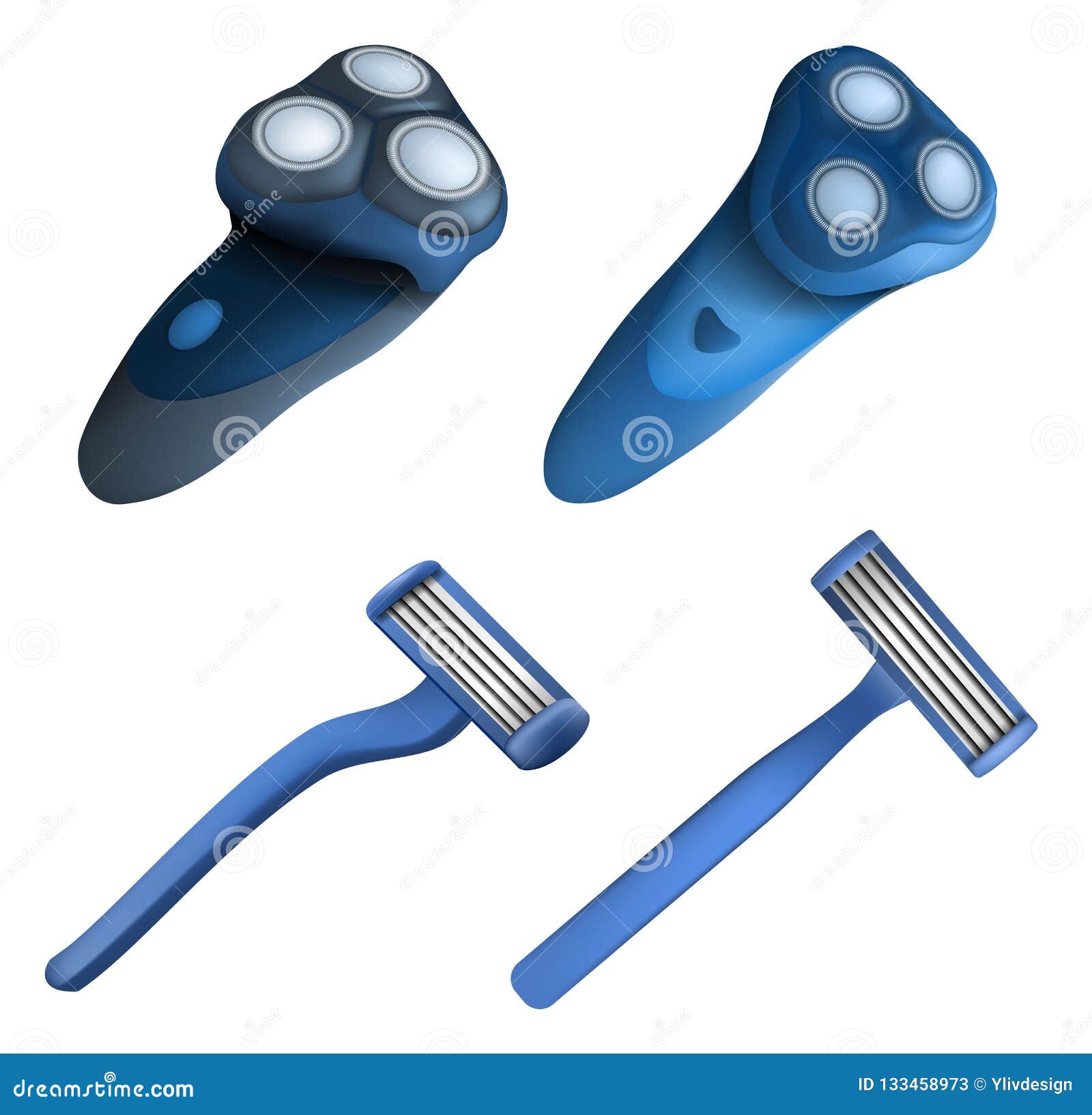 Shaver Razor Electric Mockup Set, Realistic Style Cartoon Vector ...