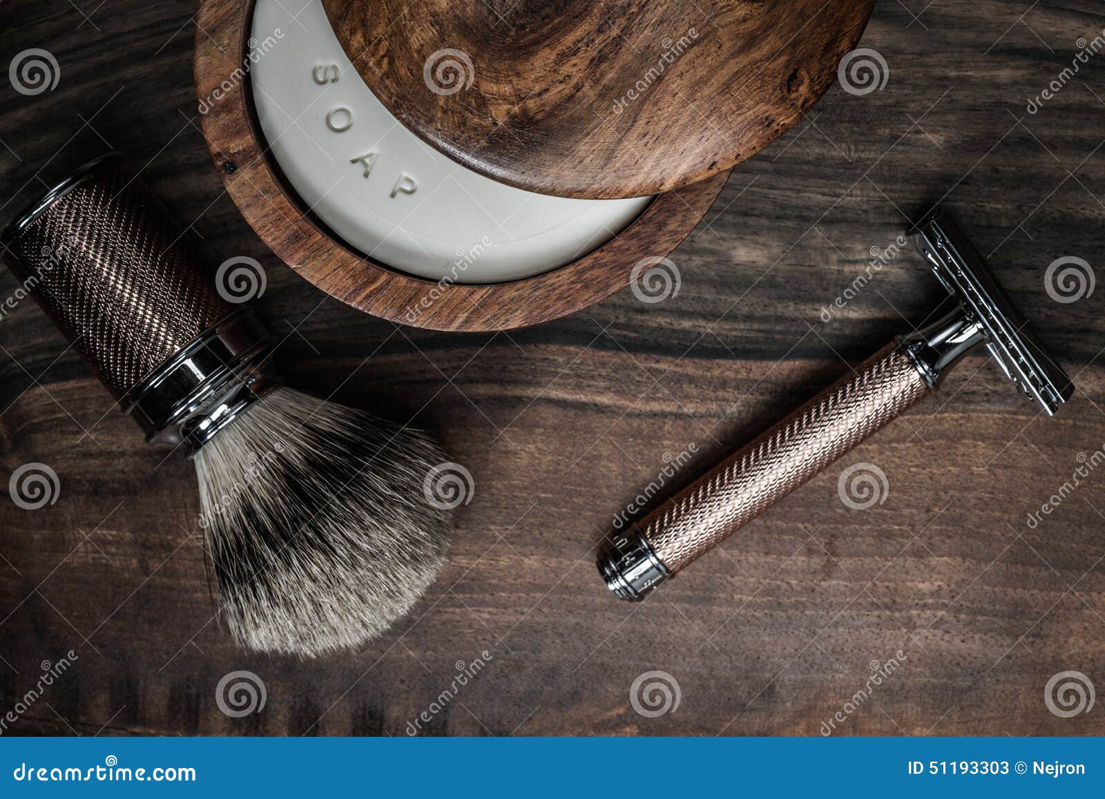 Shaving Accessories on Wooden Background Stock Image - Image of razor ...