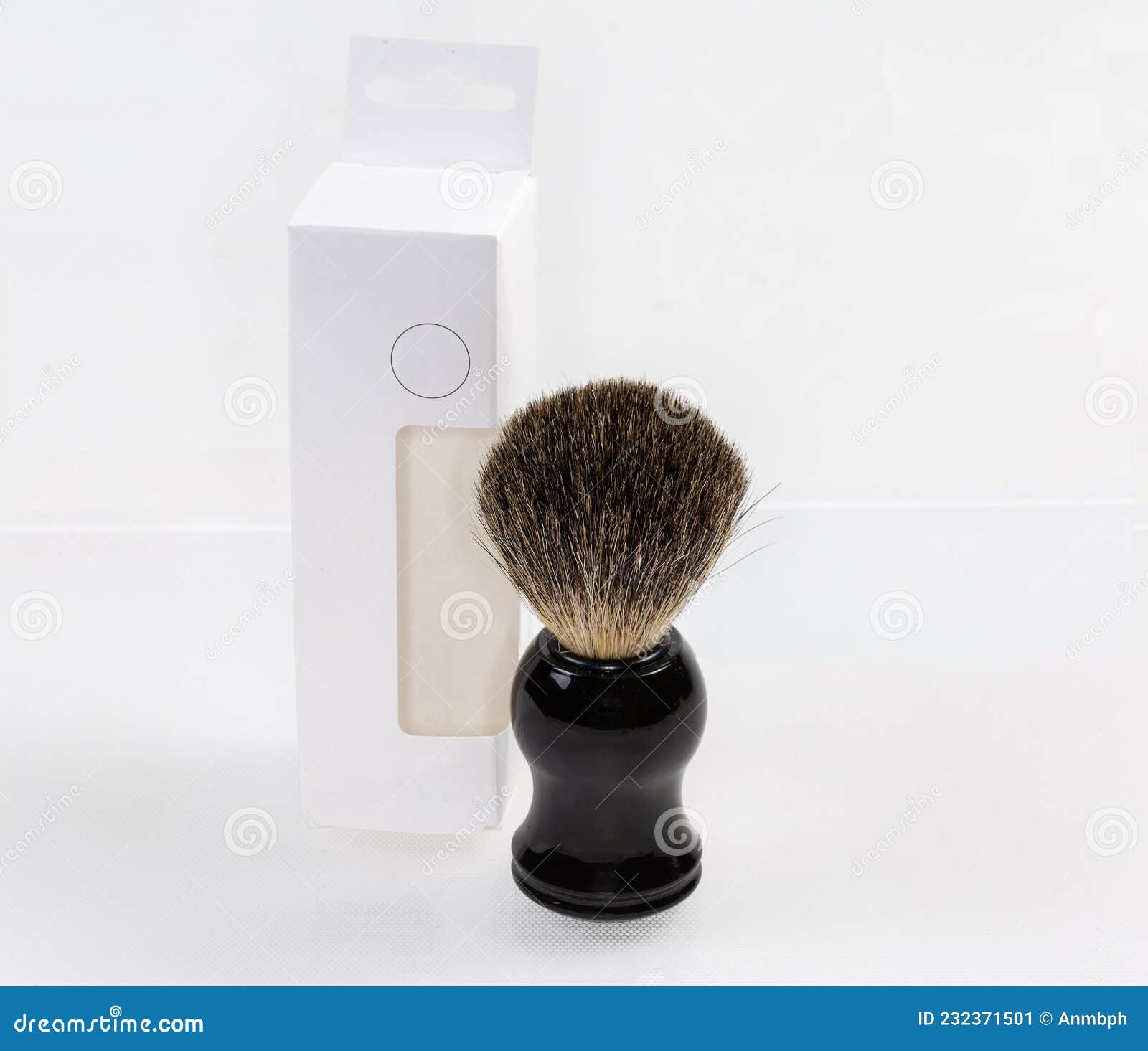 Shaving Brush Against The Packaging On A Light Surface Royalty-Free ...
