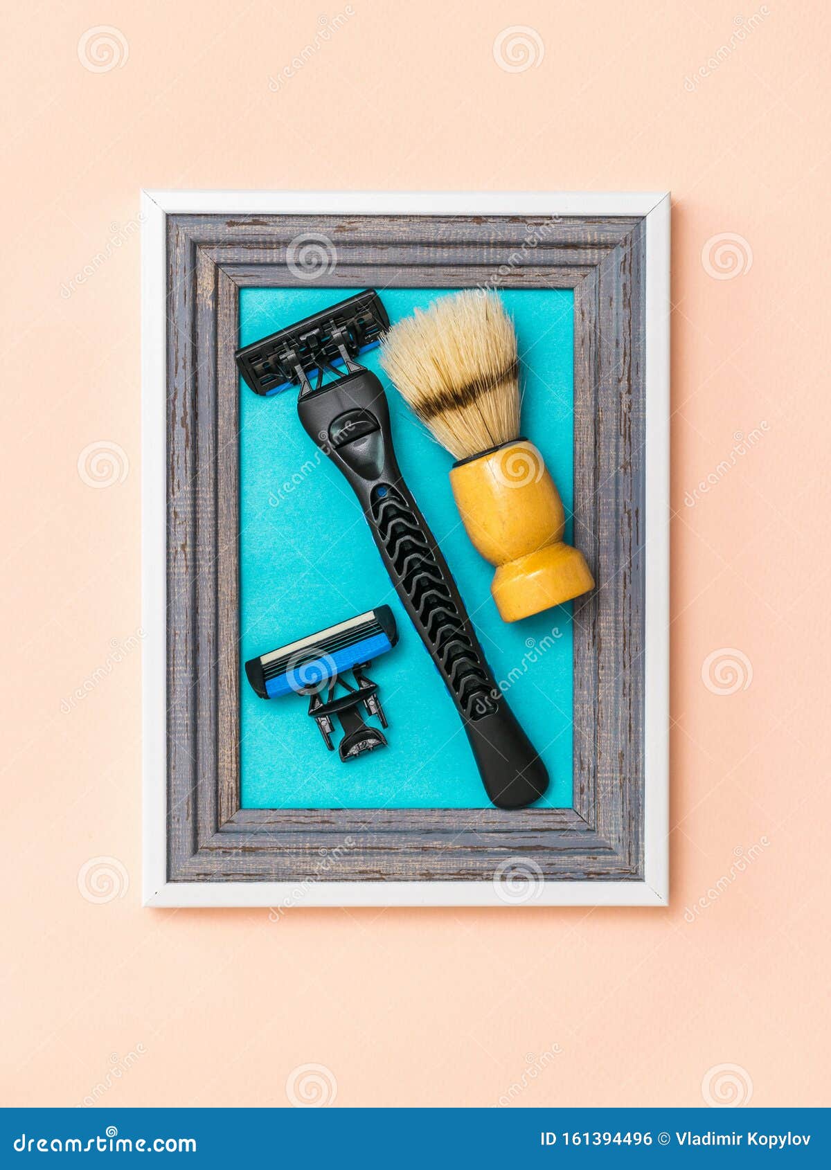 Shaving Brush and Razor with a Replaceable Blade in the Frame ...