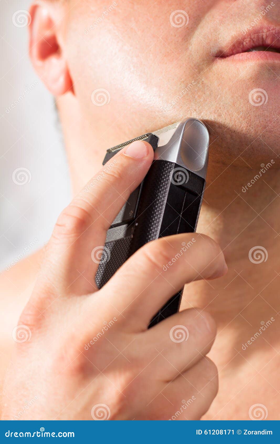 Shaving with Electric Shaver Stock Image - Image of male, beard: 61208171