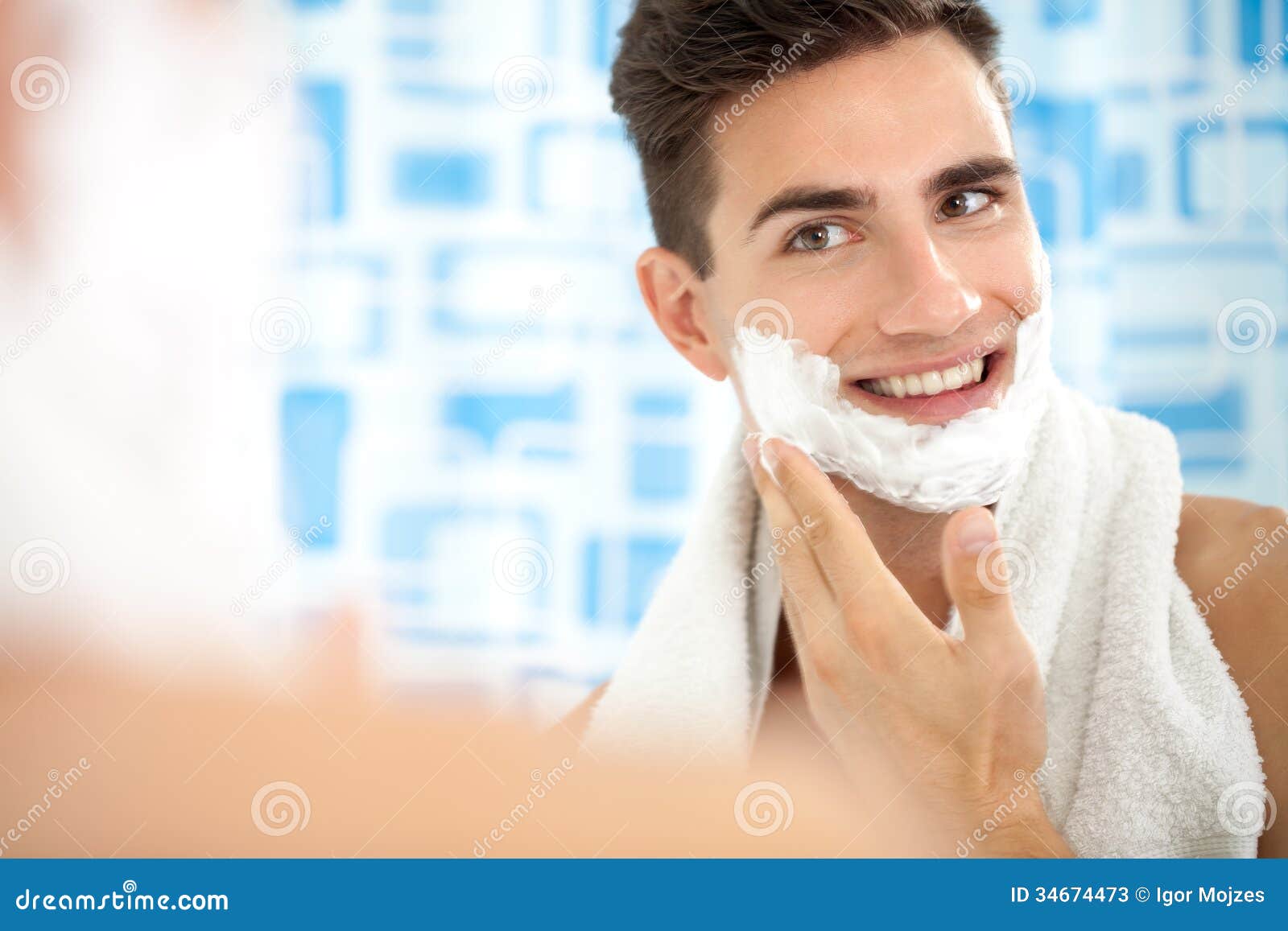 Shaving face stock image. Image of fresh, foam, grooming - 34674473