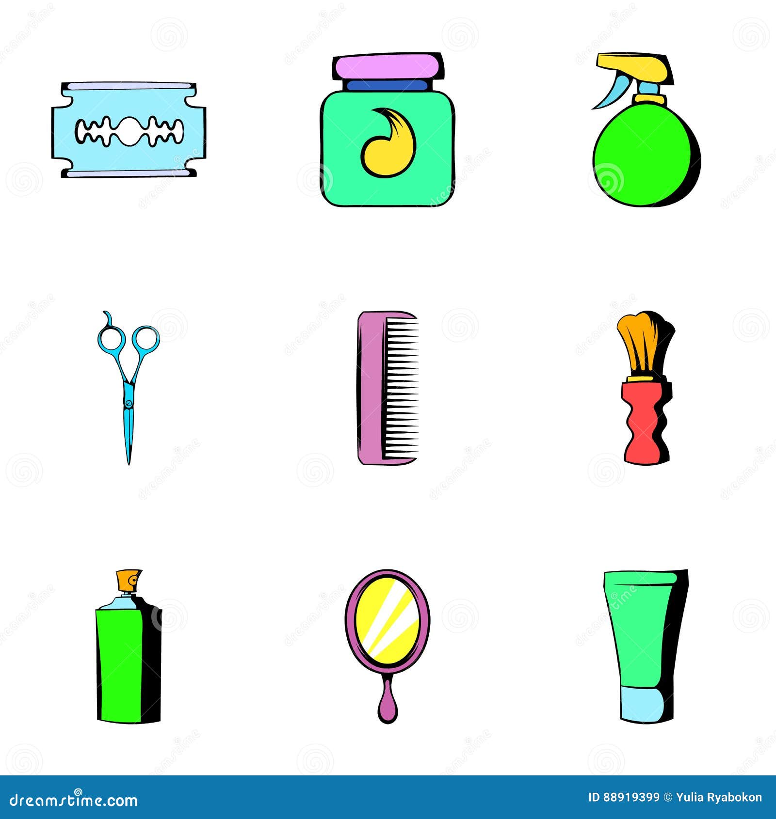 Shaving Icons Set, Cartoon Style Stock Vector - Illustration of ...