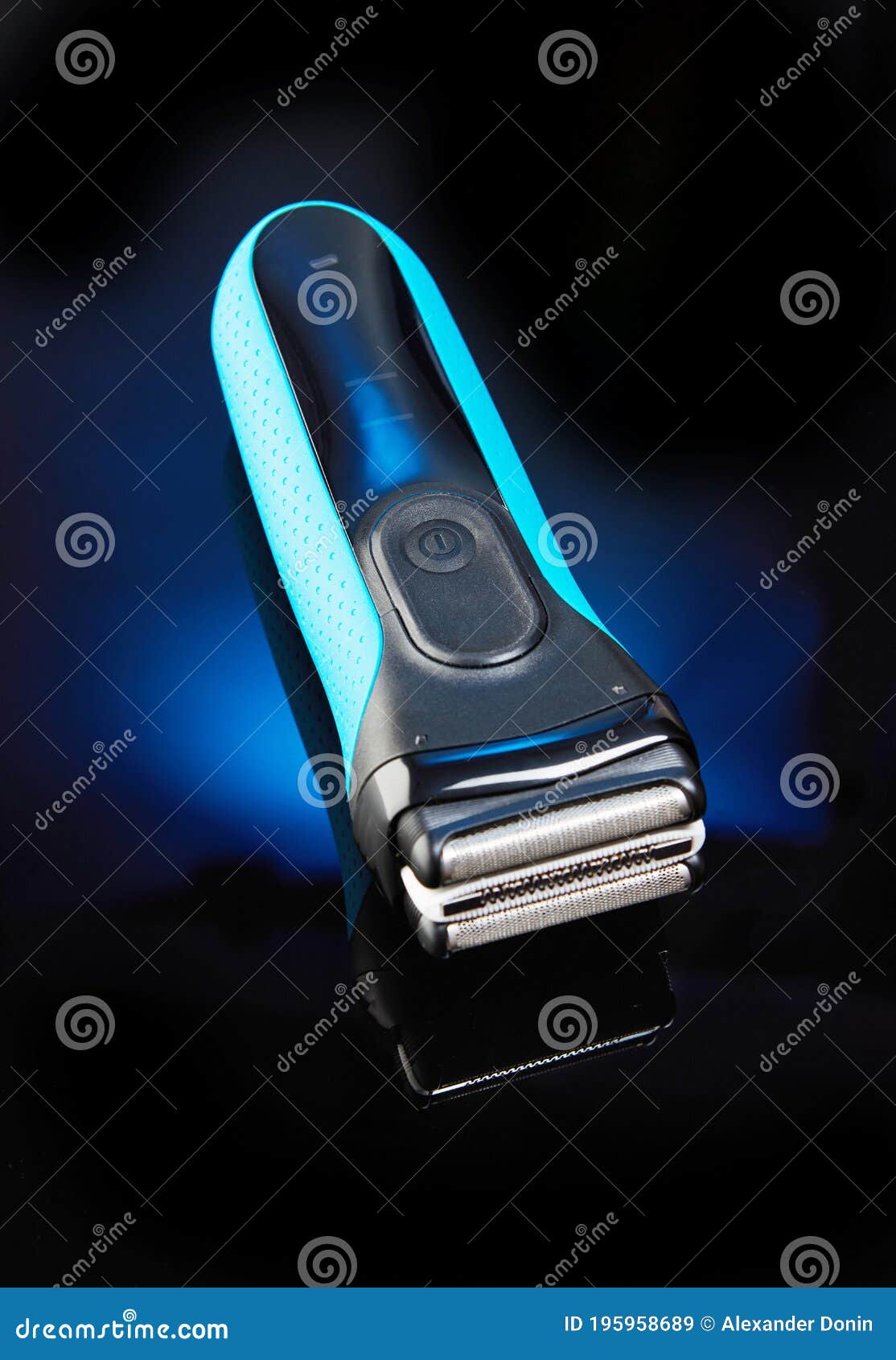 Shaving Machine on a Black Background with Blue. Selective Focu Stock ...