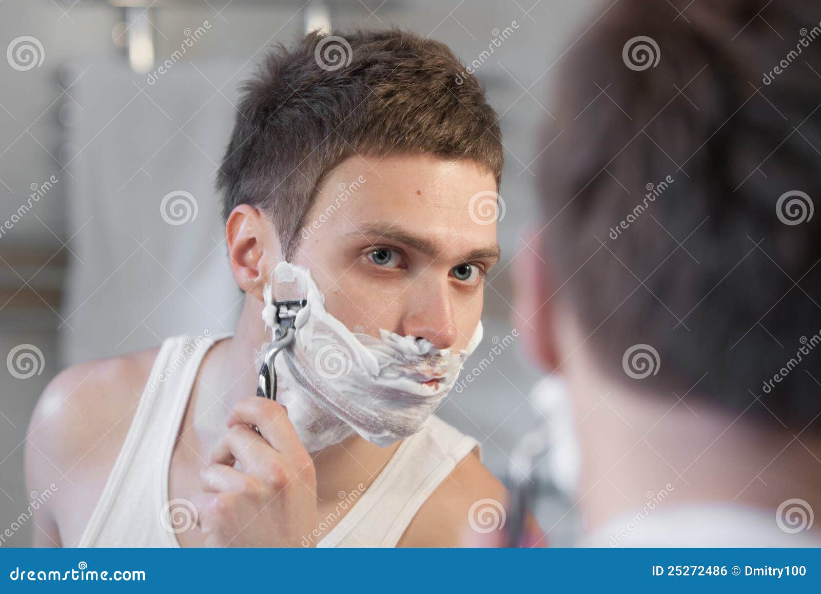 Shaving man stock photo. Image of morning, indoors, black - 25272486