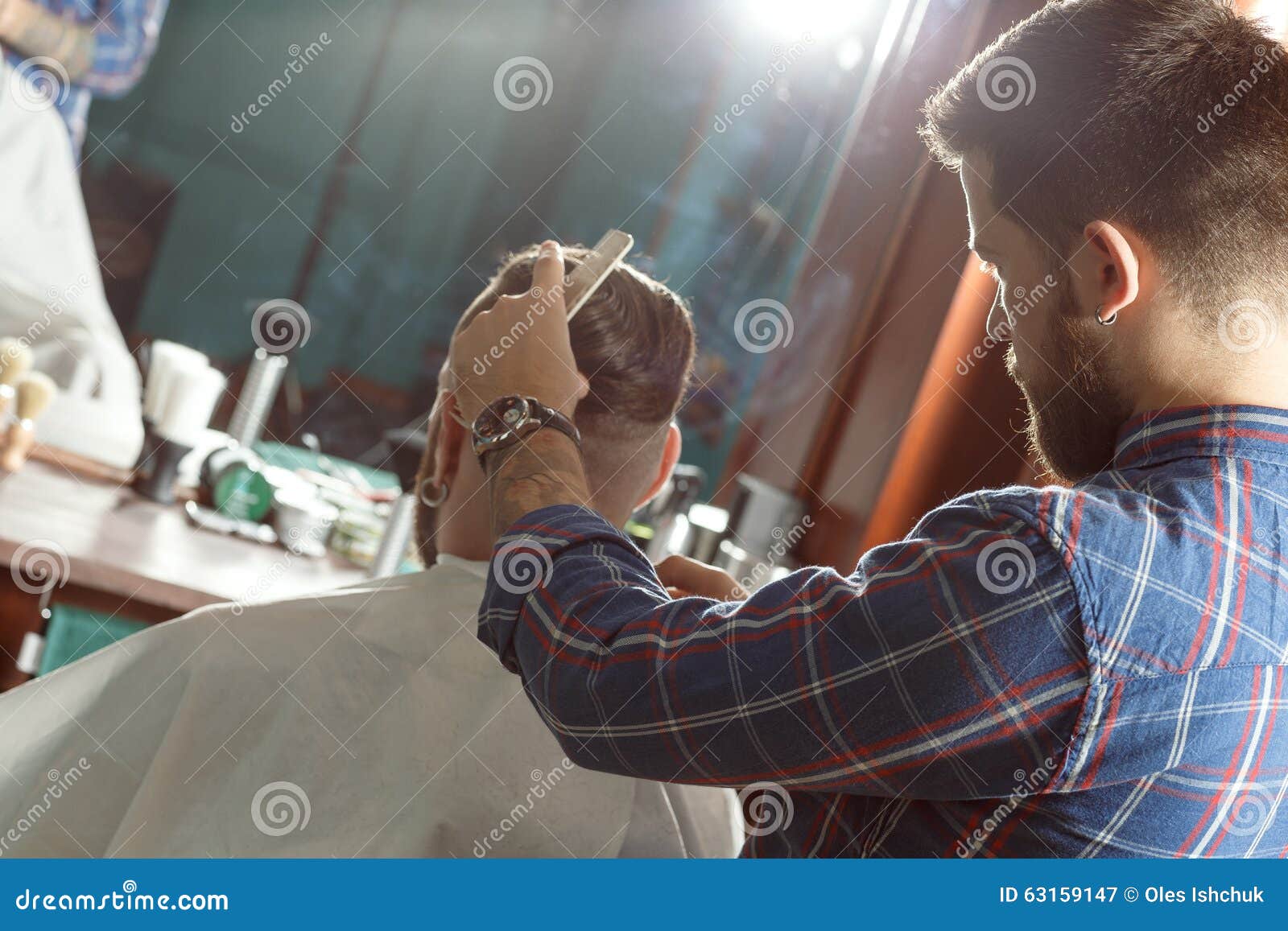 Shaving Process in Barber Shop Stock Image - Image of hairdresser ...