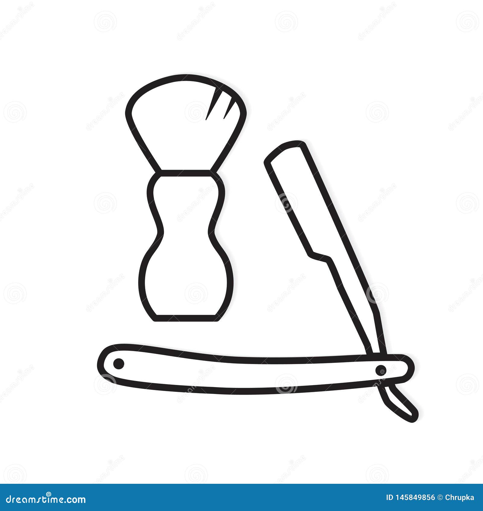 Shaving razor brush icon stock vector. Illustration of iron - 145849856
