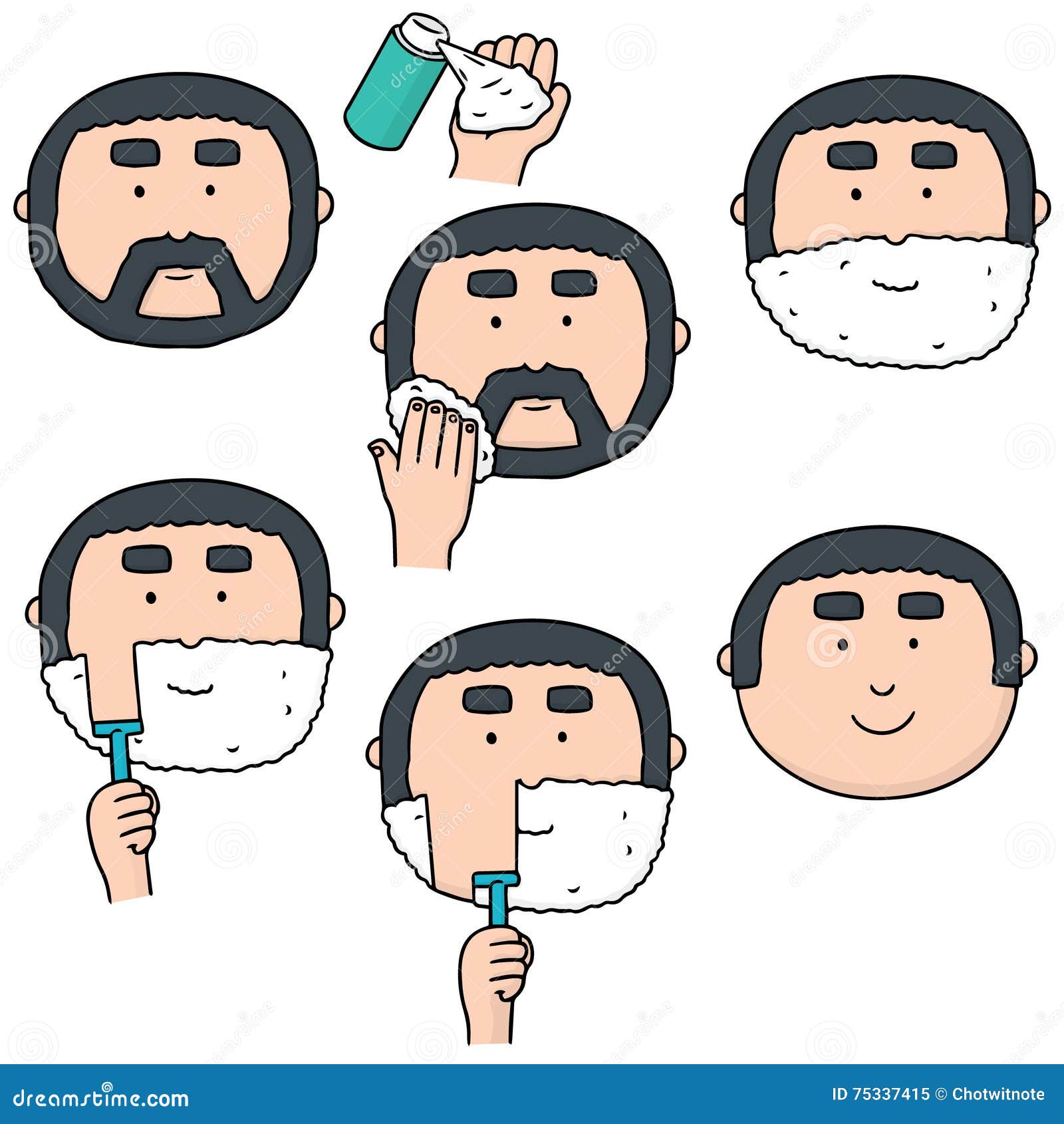 Shaving steps stock vector. Illustration of male, artwork - 75337415