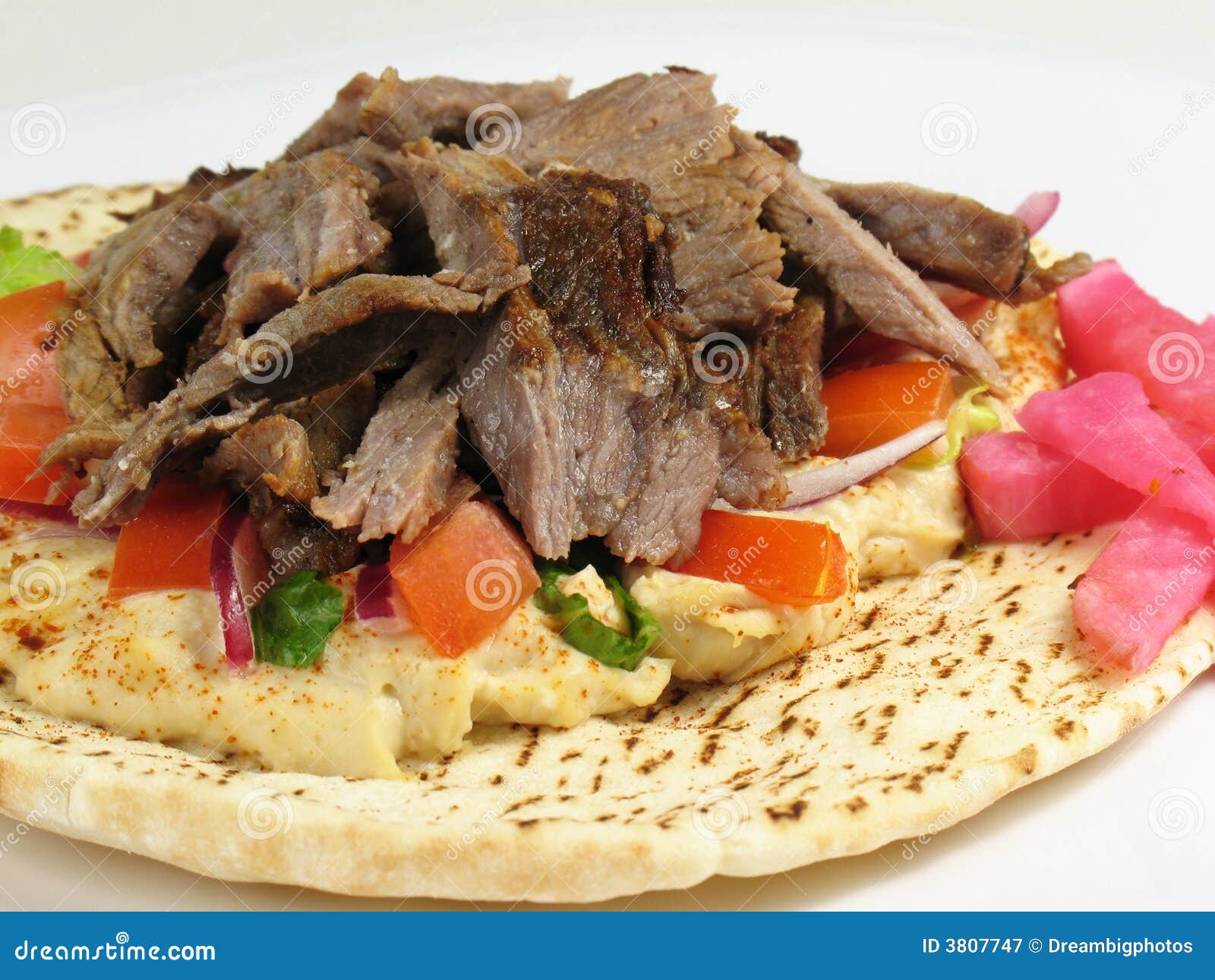 Shawarma Beef with Hummus stock image. Image of grilled - 3807747
