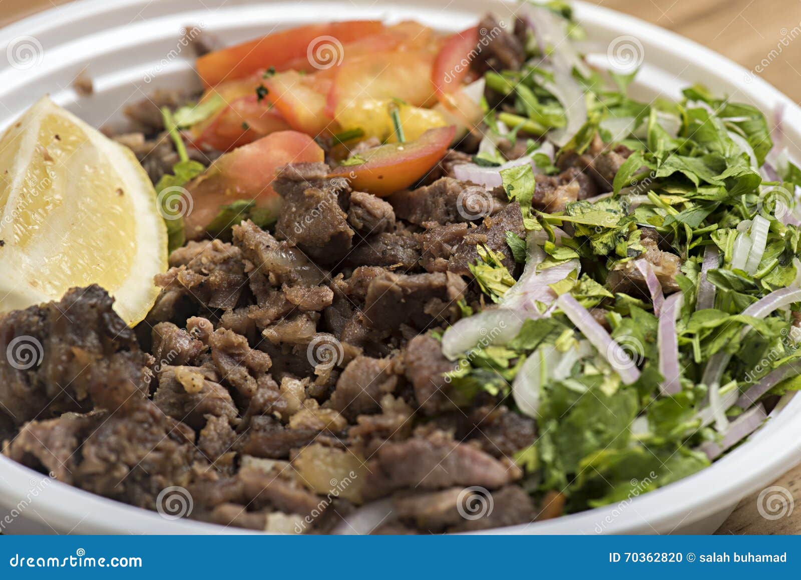 Shawarma beef plate stock photo. Image of arab, tomato - 70362820