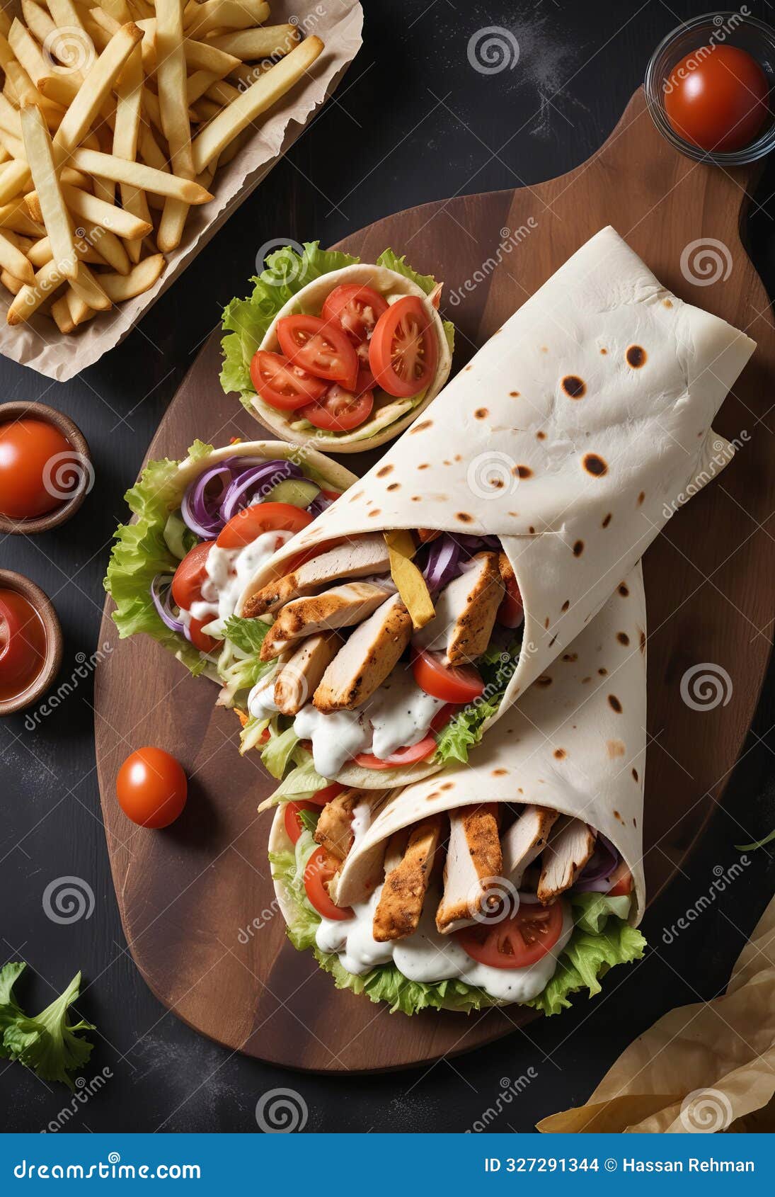 Shawarma Or Chicken Wrap Cartoon Vector | CartoonDealer.com #185345225