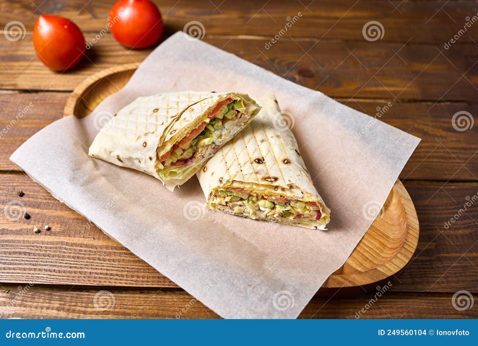 Shawarma Cut in Half on a Plate Stock Photo - Image of doner, chicken ...