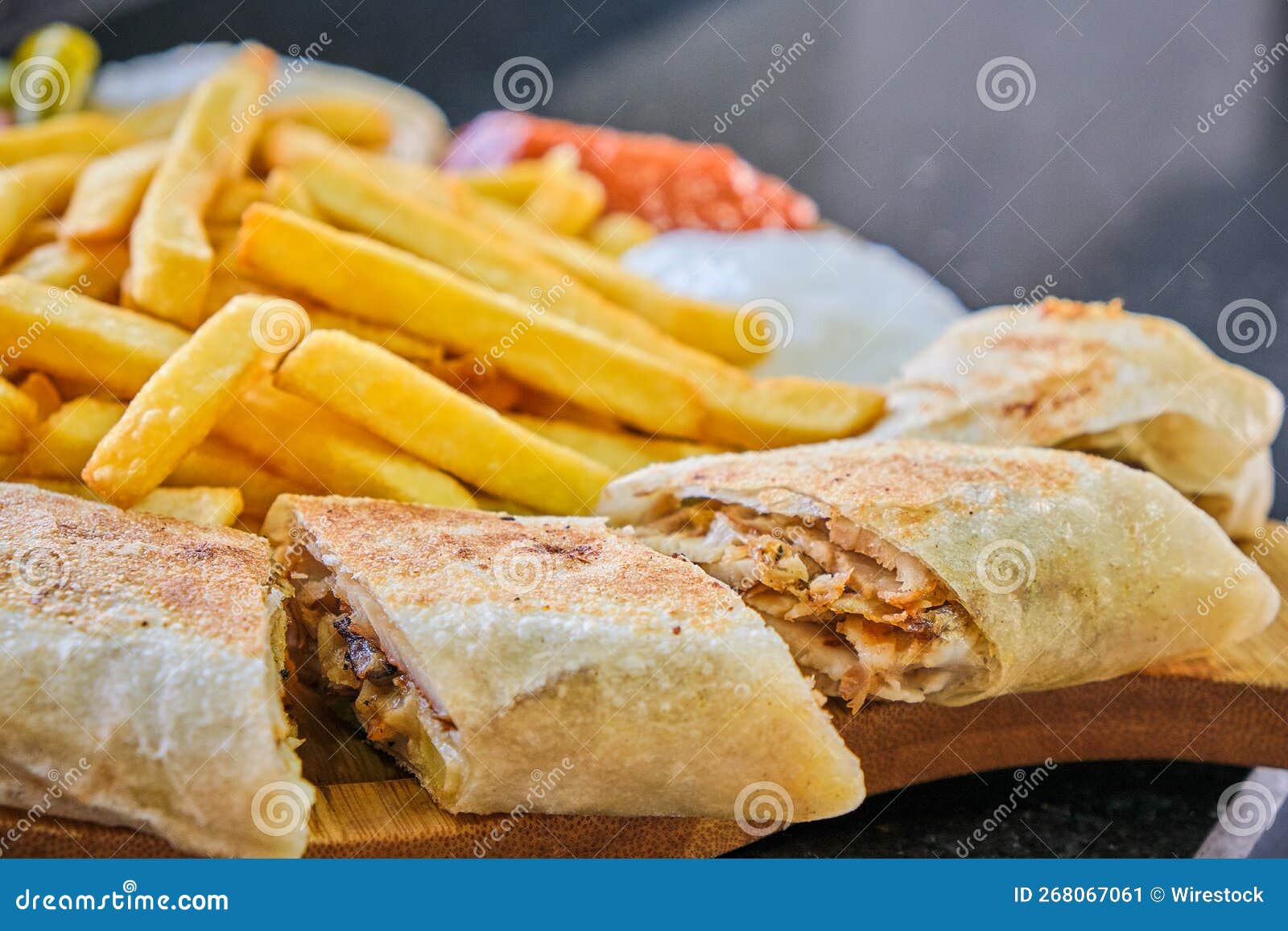 Shawarma with Fries in Middle Eastern Food Stock Image - Image of ...