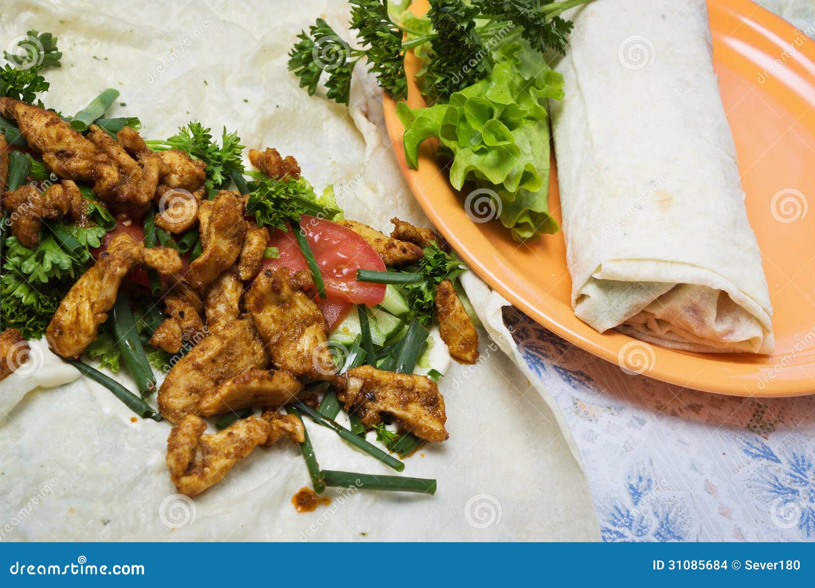 Shawarma at home stock photo. Image of yellow, dough - 31085684