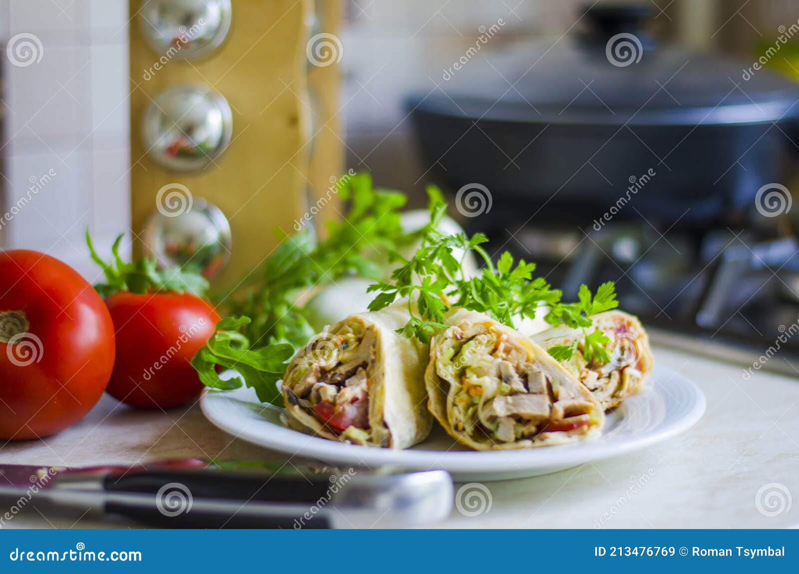 Shawarma at home stock image. Image of ingredient, lunch - 213476769