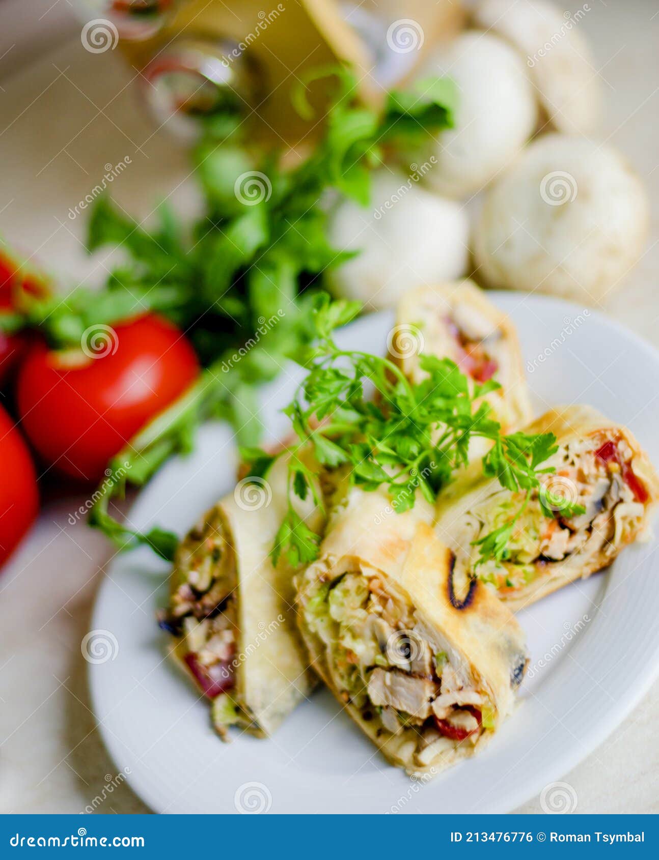 Shawarma at home stock photo. Image of tortilla, cuisine - 213476776