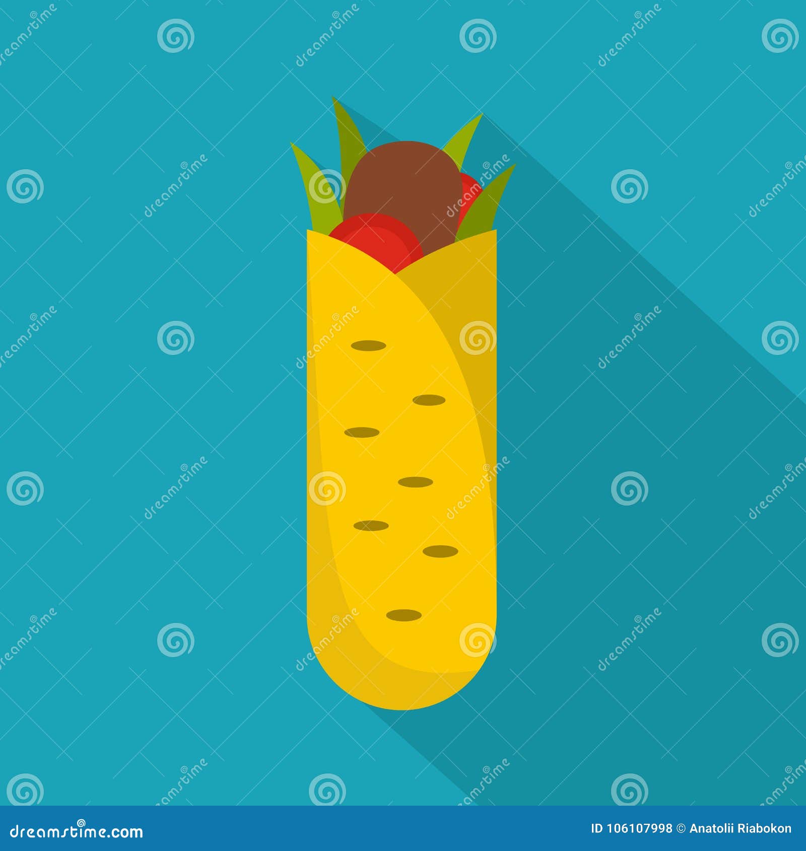 Shawarma icon, flat style stock vector. Illustration of bread - 106107998