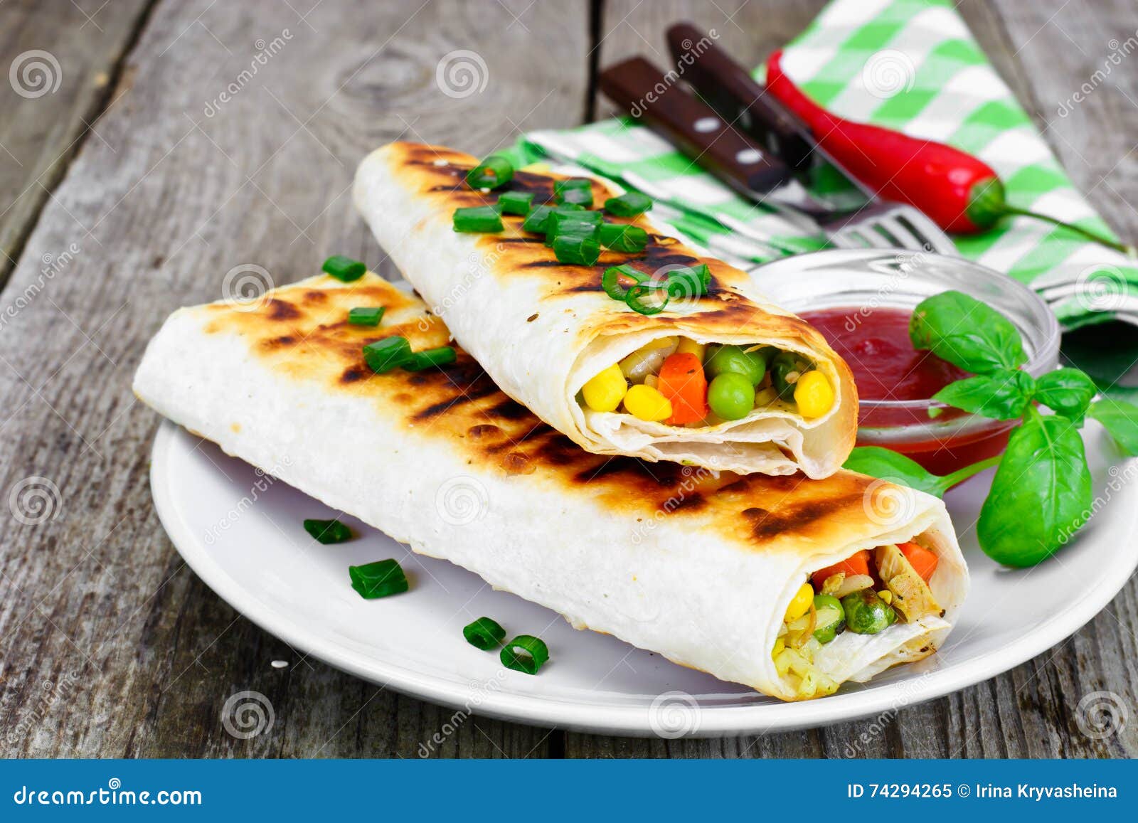 Shawarma Lavash with Rice and Vegetables Stock Image - Image of cuisine ...