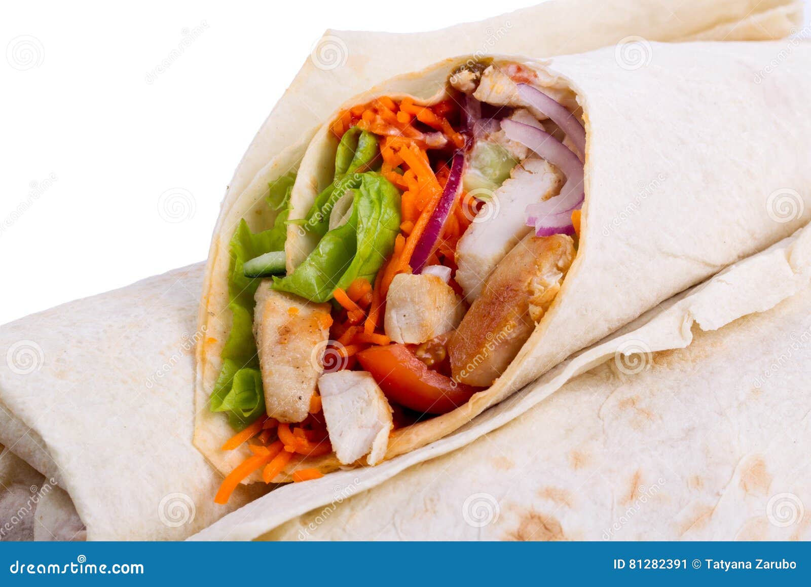 Shawarma with Meat Isolated on a White Background Stock Image - Image ...