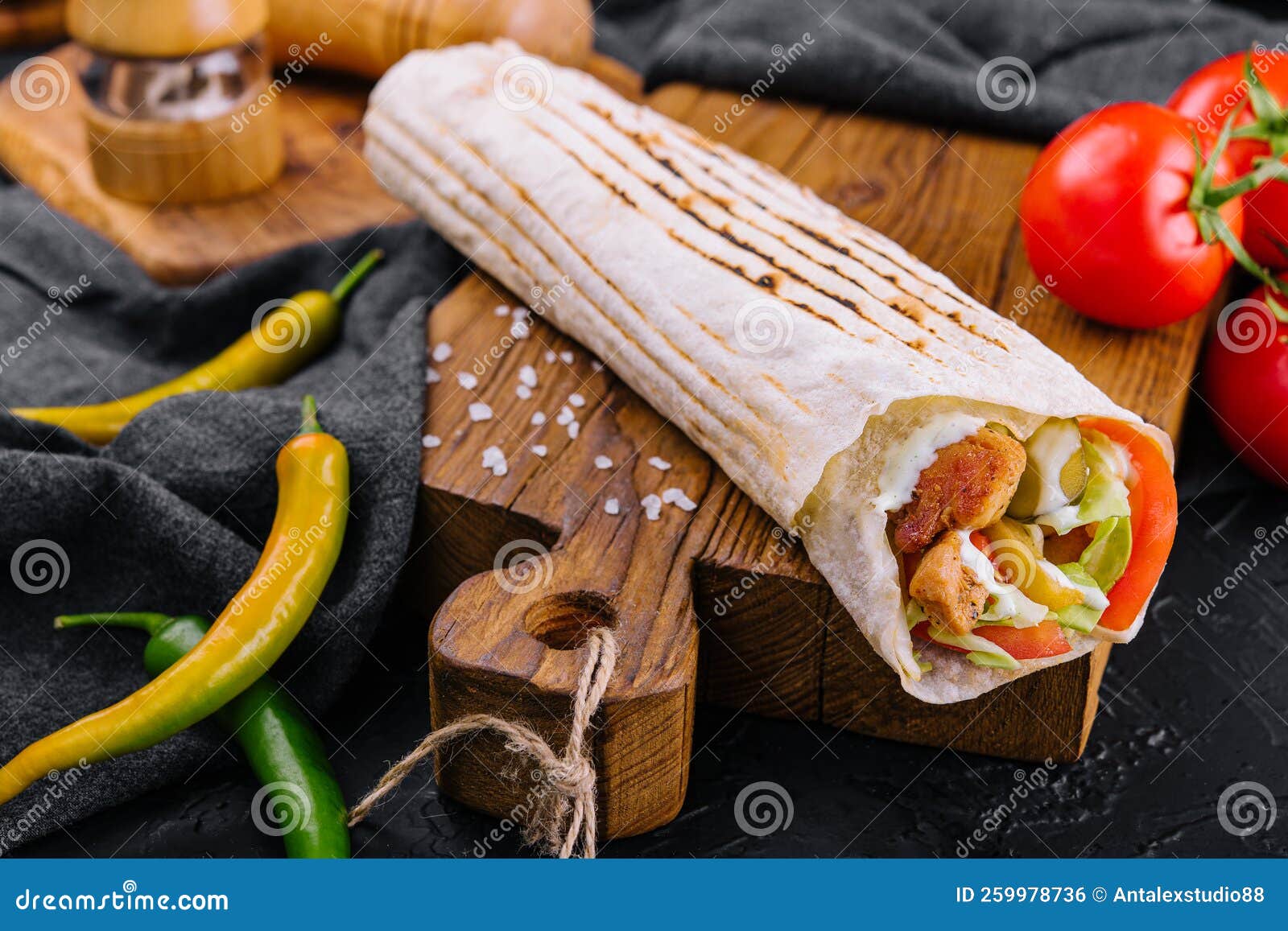 Shawarma Rolled in Lavash, Moist Grilled Meat Stock Photo - Image of ...