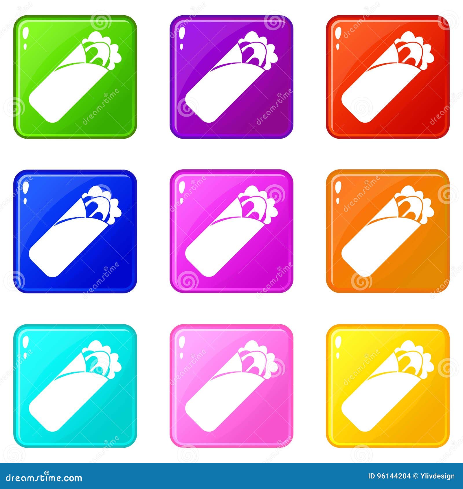 Shawarma Sandwich Icons 9 Set Stock Vector - Illustration of dinner ...