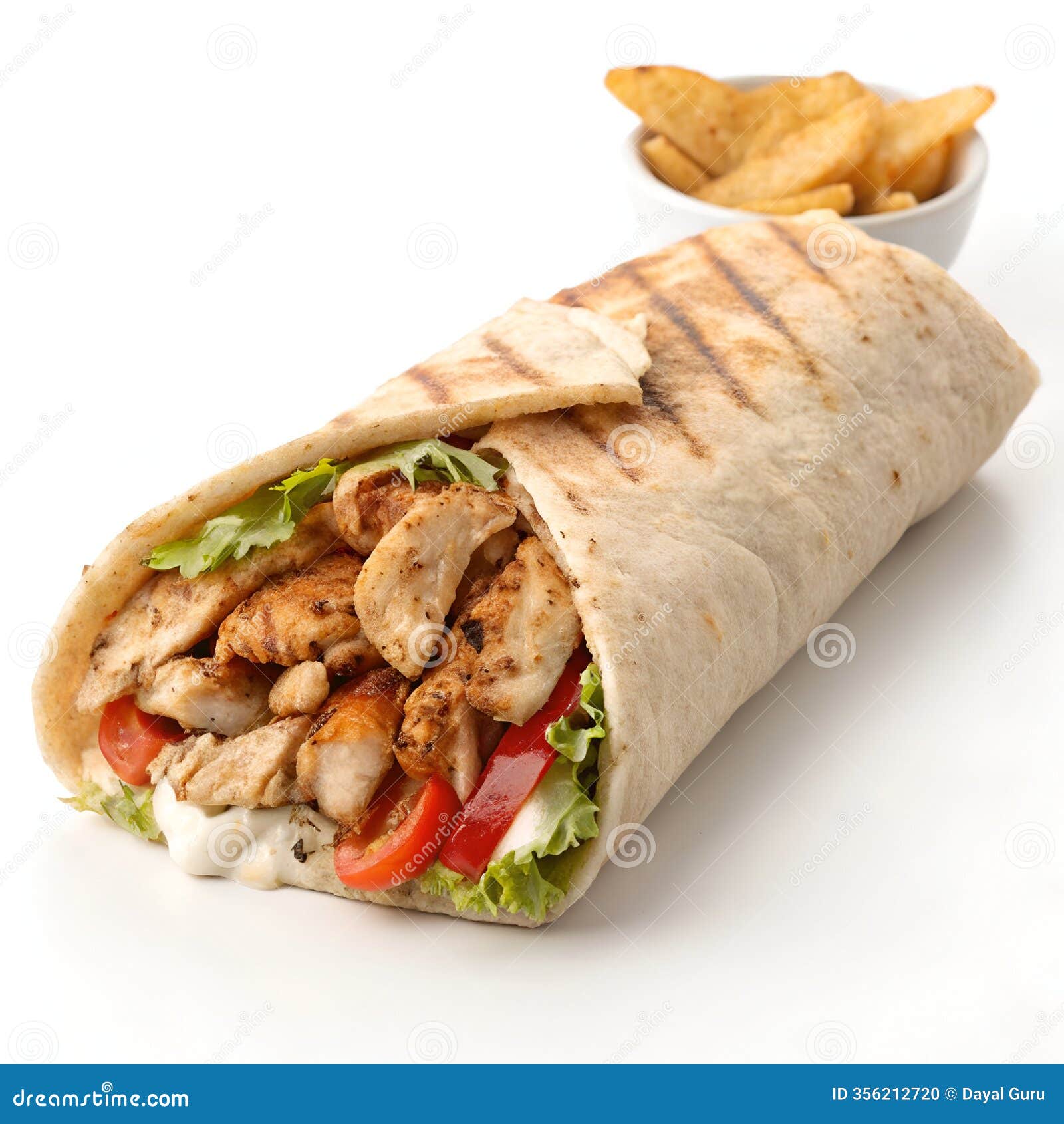 Shawarma Sandwich, Fresh Chicken Beef Roll. Kebab On The Table. AI ...