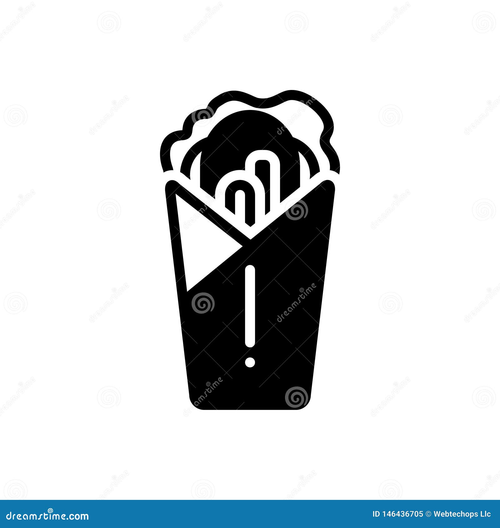Black Solid Icon for Shawarma, Burger and Roll Stock Vector ...