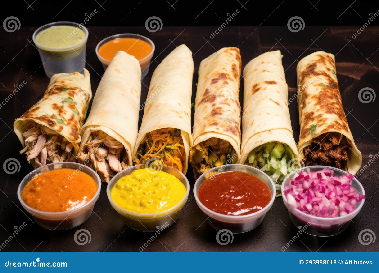 Shawarma Stand with Multiple Types of Sauces Stock Photo - Image of ...
