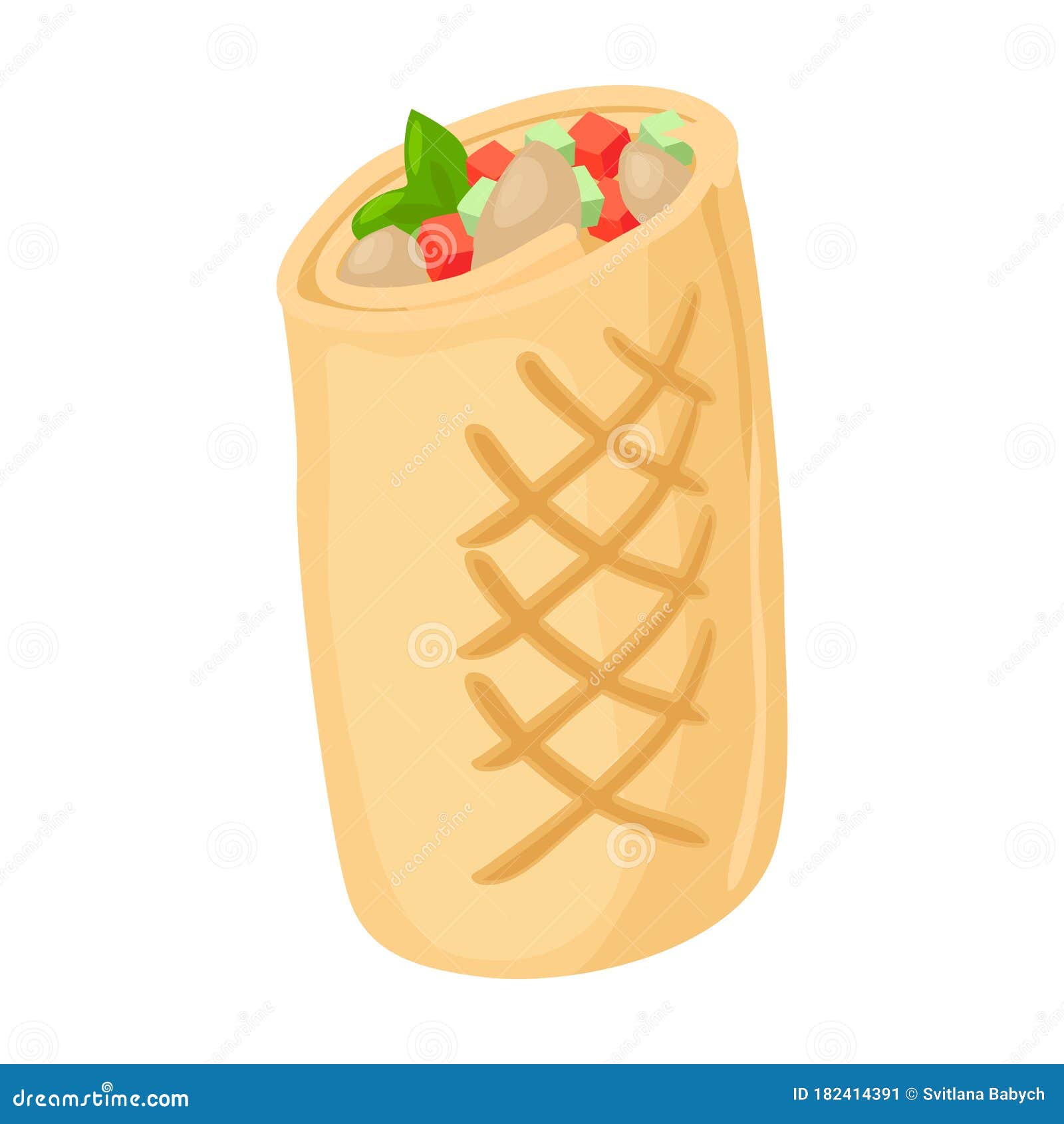 Shawarma Vector Icon.Cartoon Vector Icon Isolated on White Background ...
