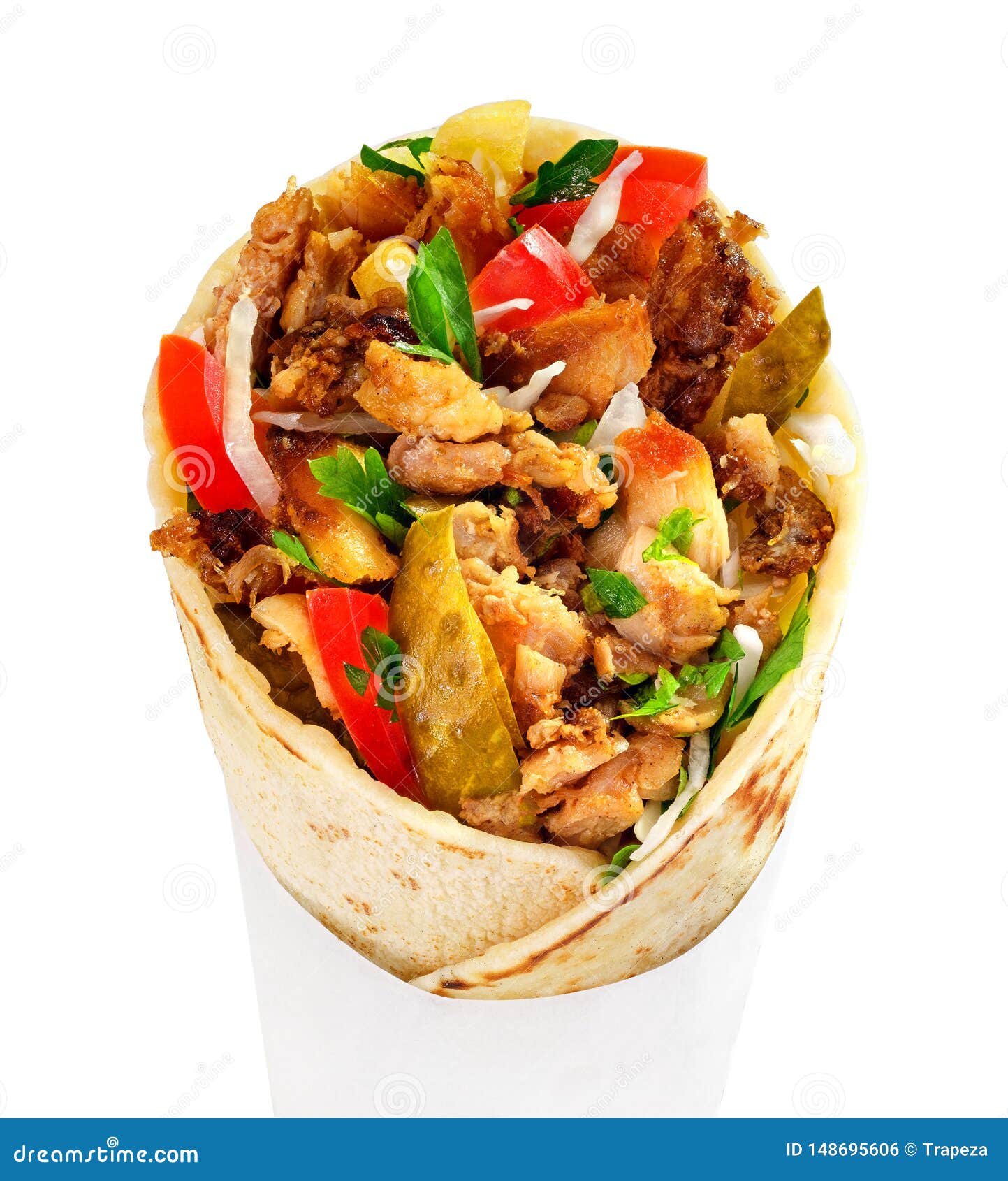 Shawarma on a White Background Stock Photo - Image of food, pita: 148695606