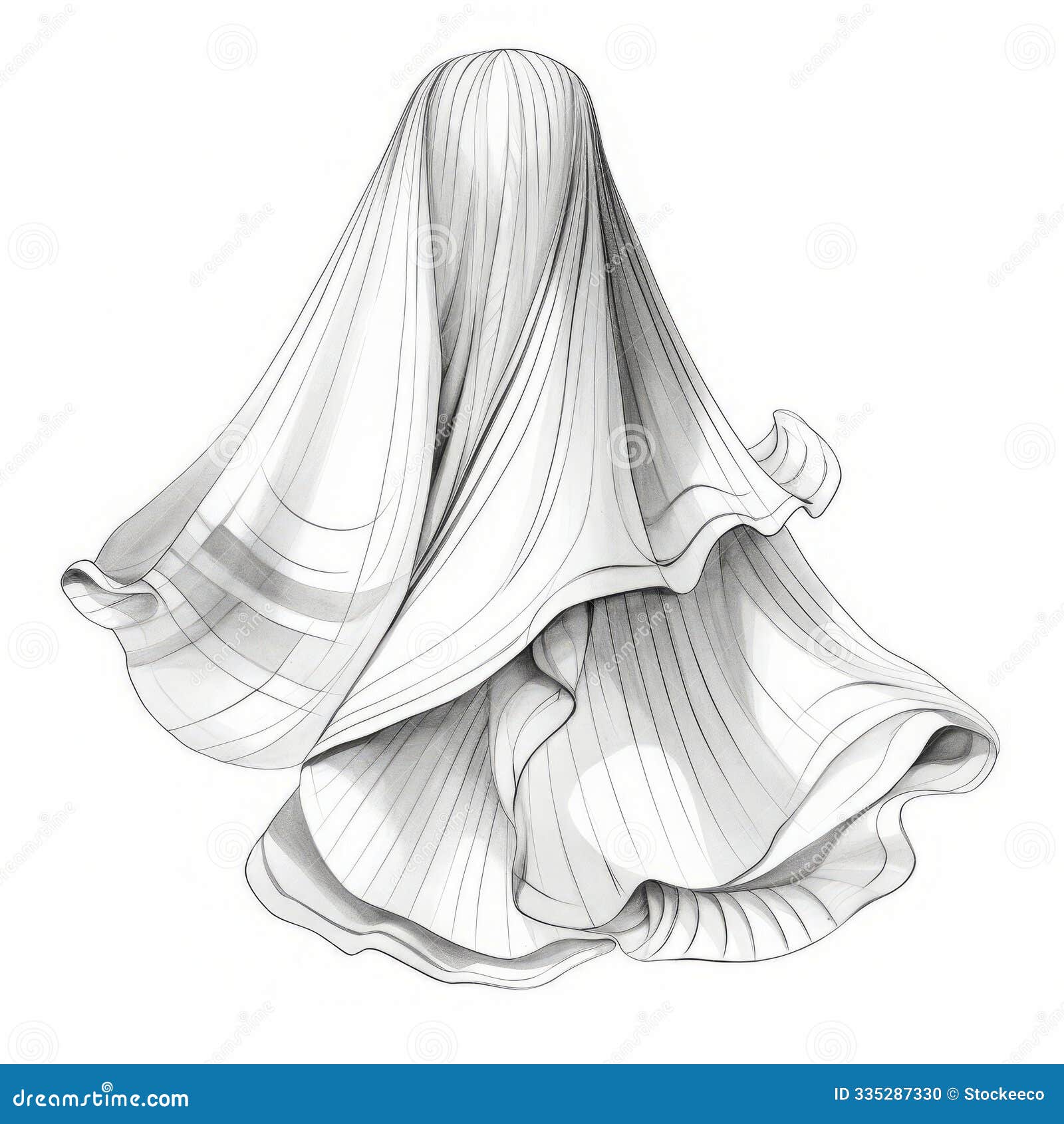 Minimalist Flat Line Drawing of a Shawl on White Background Stock ...