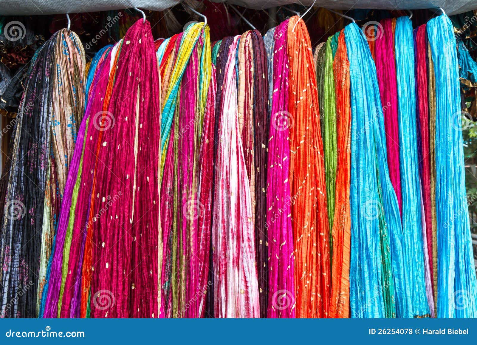 Shawls on a Market in India Stock Photo - Image of filling, selection ...