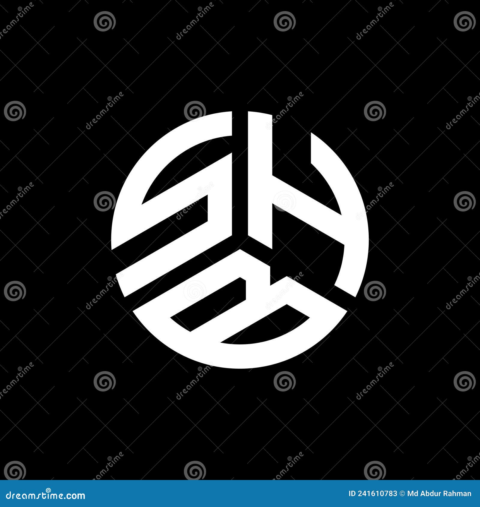 SHB Letter Logo Design on Black Background. SHB Creative Initials ...