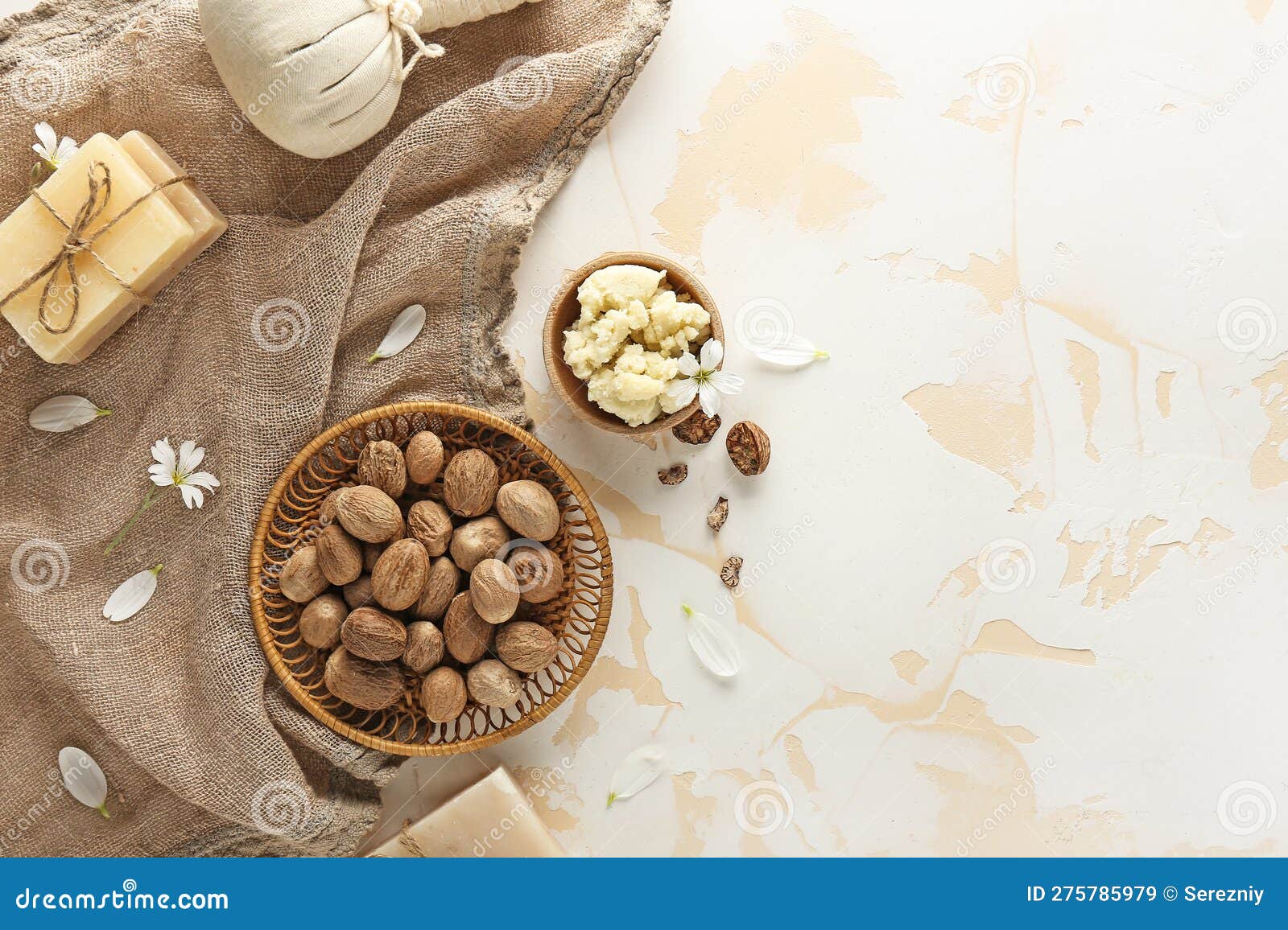 Composition with Shea Butter on Table Stock Image - Image of copy ...